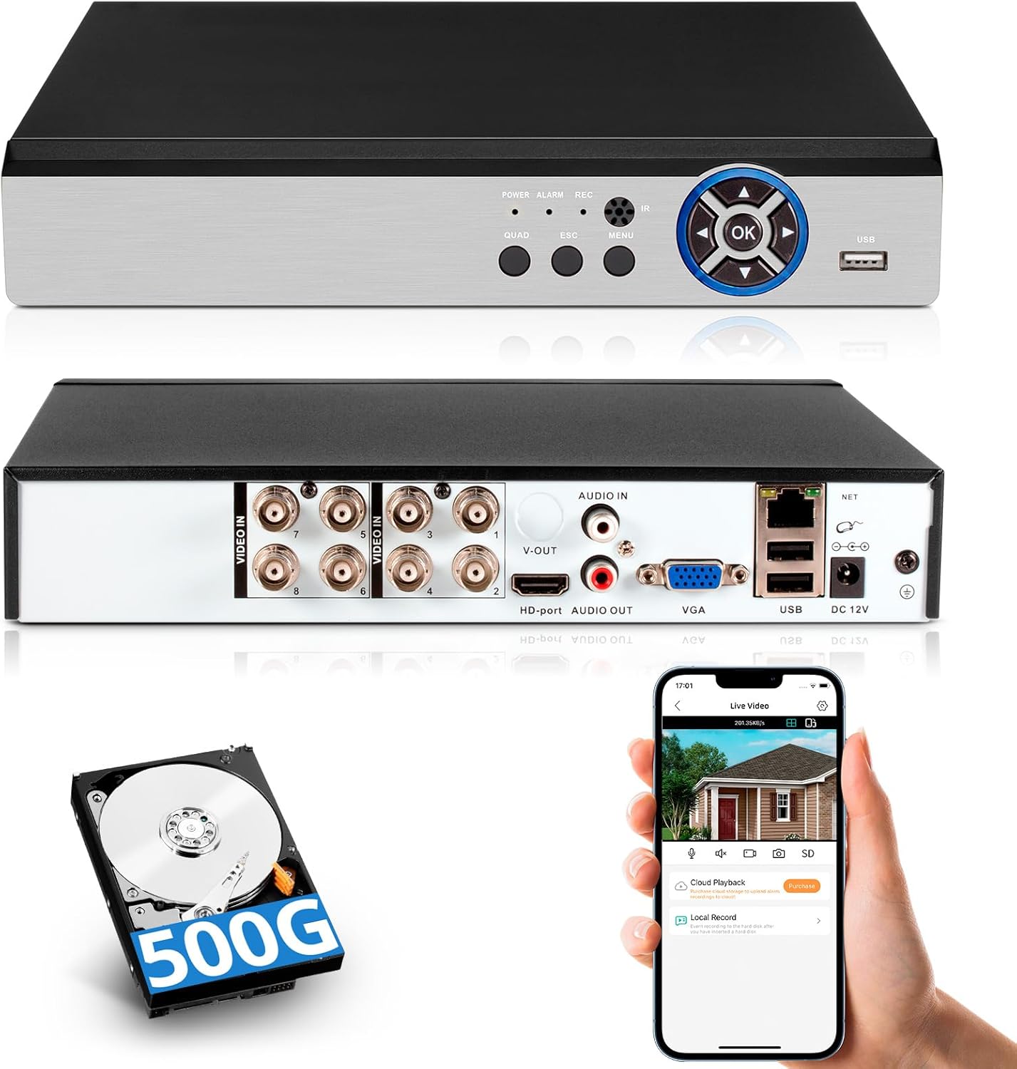 8 Channel Security DVR Recorder,5MP 8CH Surveillance Video Recorder for ...