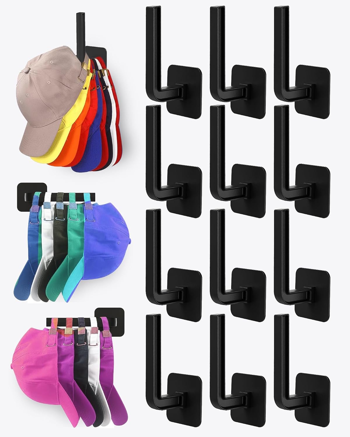 Amazon.com: Sunfanie Hat Rack for Hat Storage (12-Pack), Multi-Purpose ...
