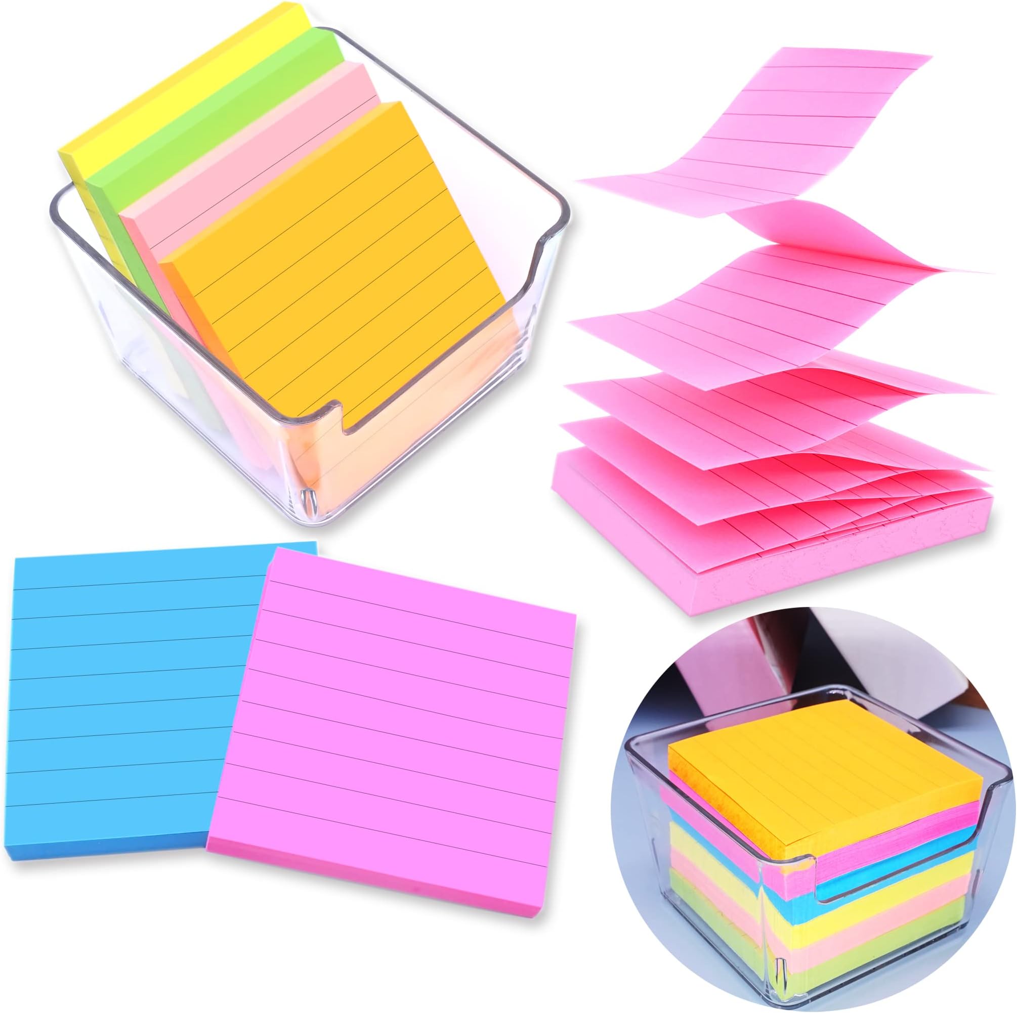 Amazon.com : 8 Pack Pop Up Sticky Note Pads with Lined 3x3 Refills ...