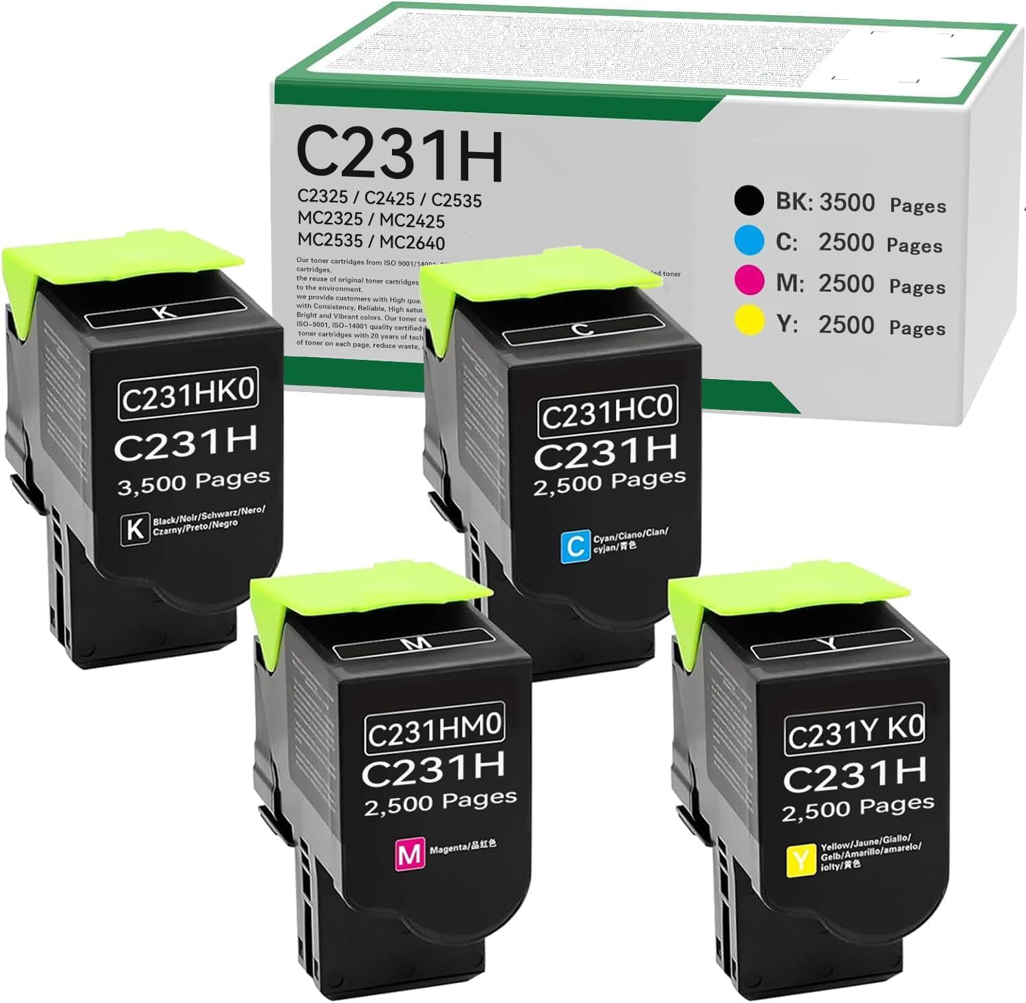 Amazon.com: C231H Toner Cartridge Replacement for Lexmark C231HK0 ...