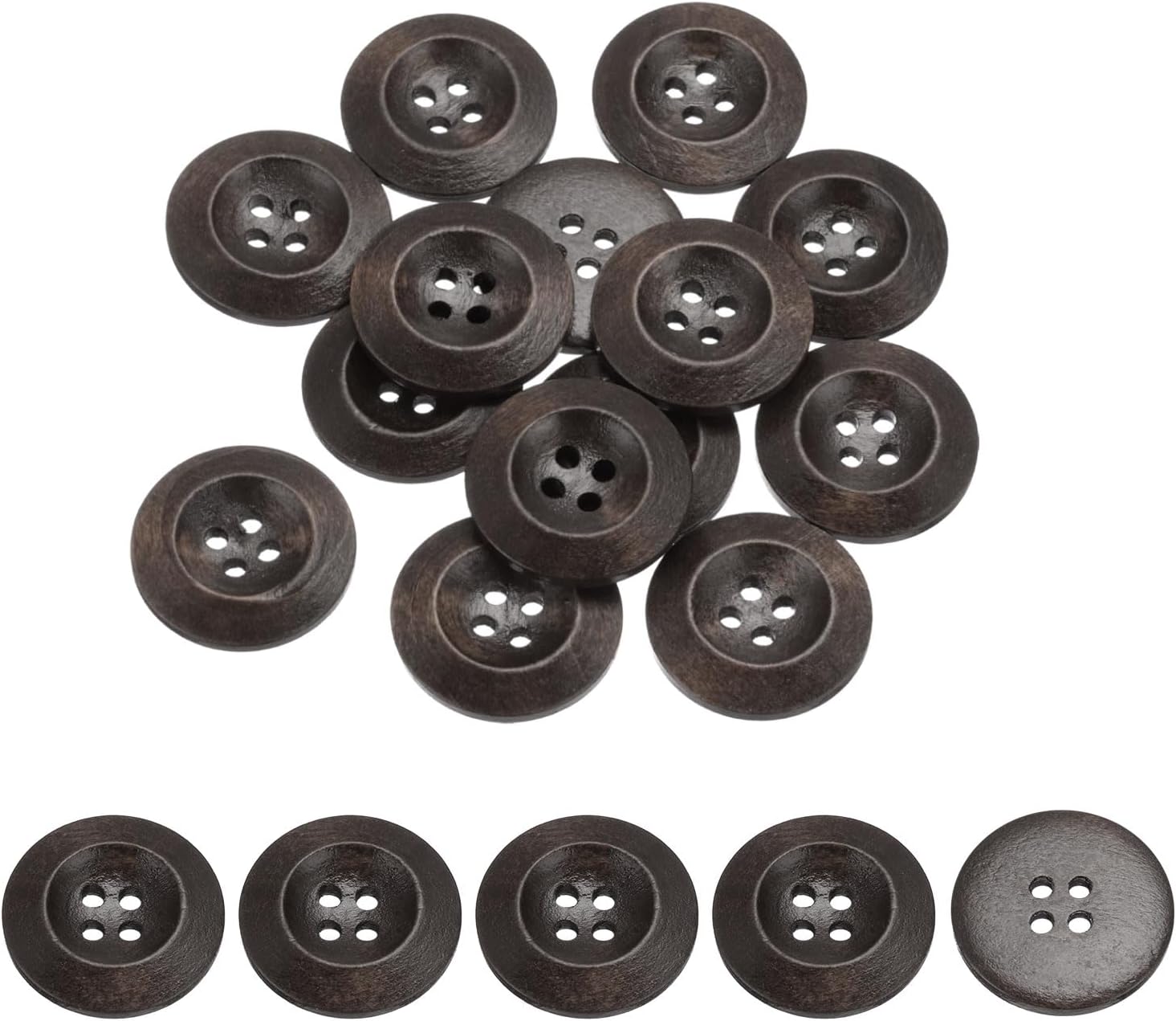 Amazon.com: uxcell 80Pcs Wooden Buttons, 28mm(1 1/8") 4 Hole Round Wood ...