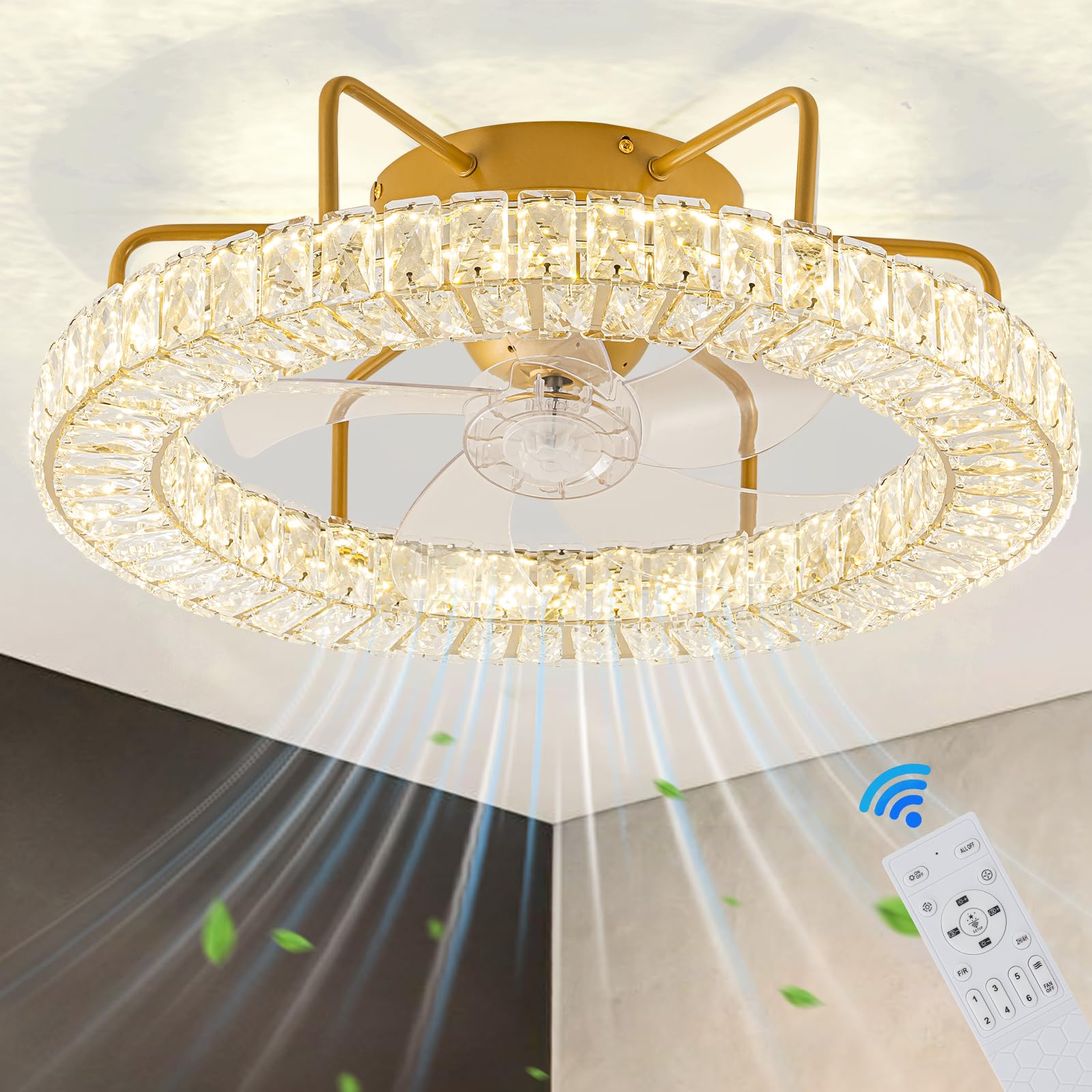 Rotateing Ceiling Fan Chandelier 52" Modern Ceiling Fan With 3 Color