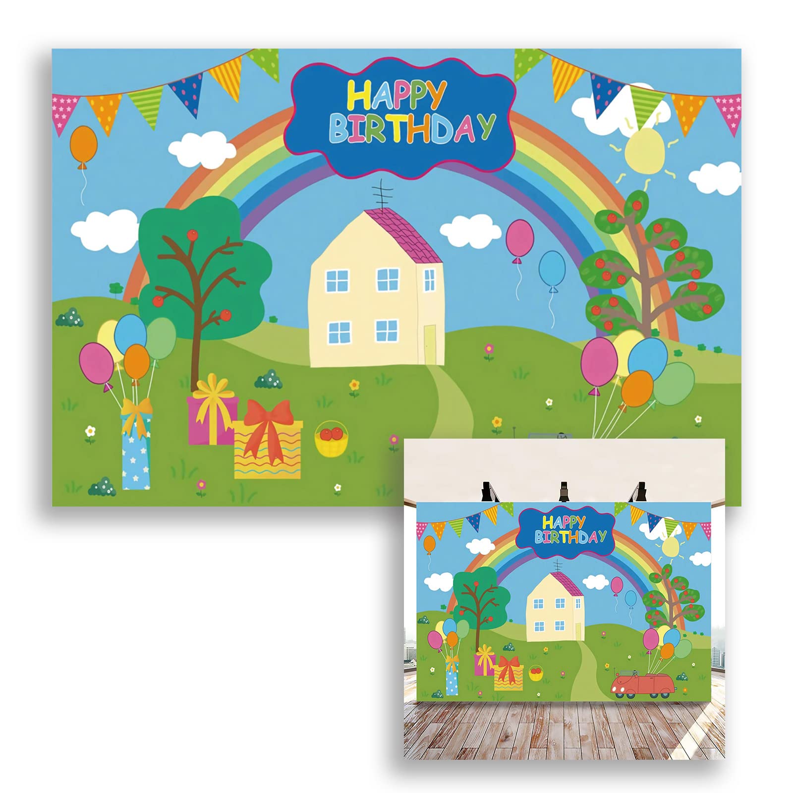 7x5ft Happy Birthday Backdrop Pig Theme For Child Birthday Backdrop ...