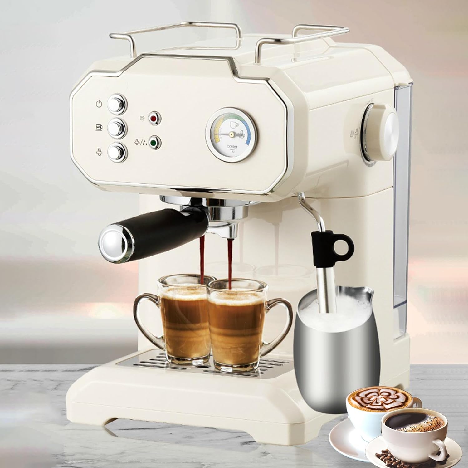 Espresso Machine, Cappuccino Machines, with Visual Pressure Gauge, with ...