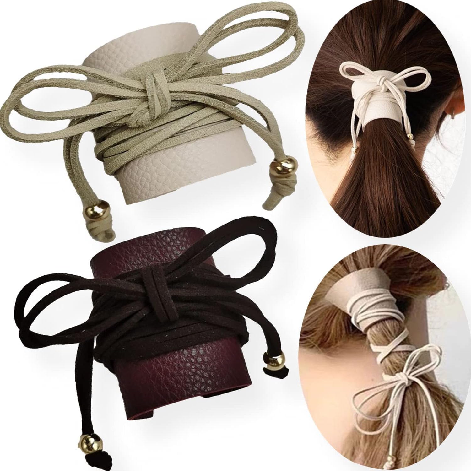 Amazon.com : Handmade Leather Hair Accessories: Thick Hair Wraps, Braid ...
