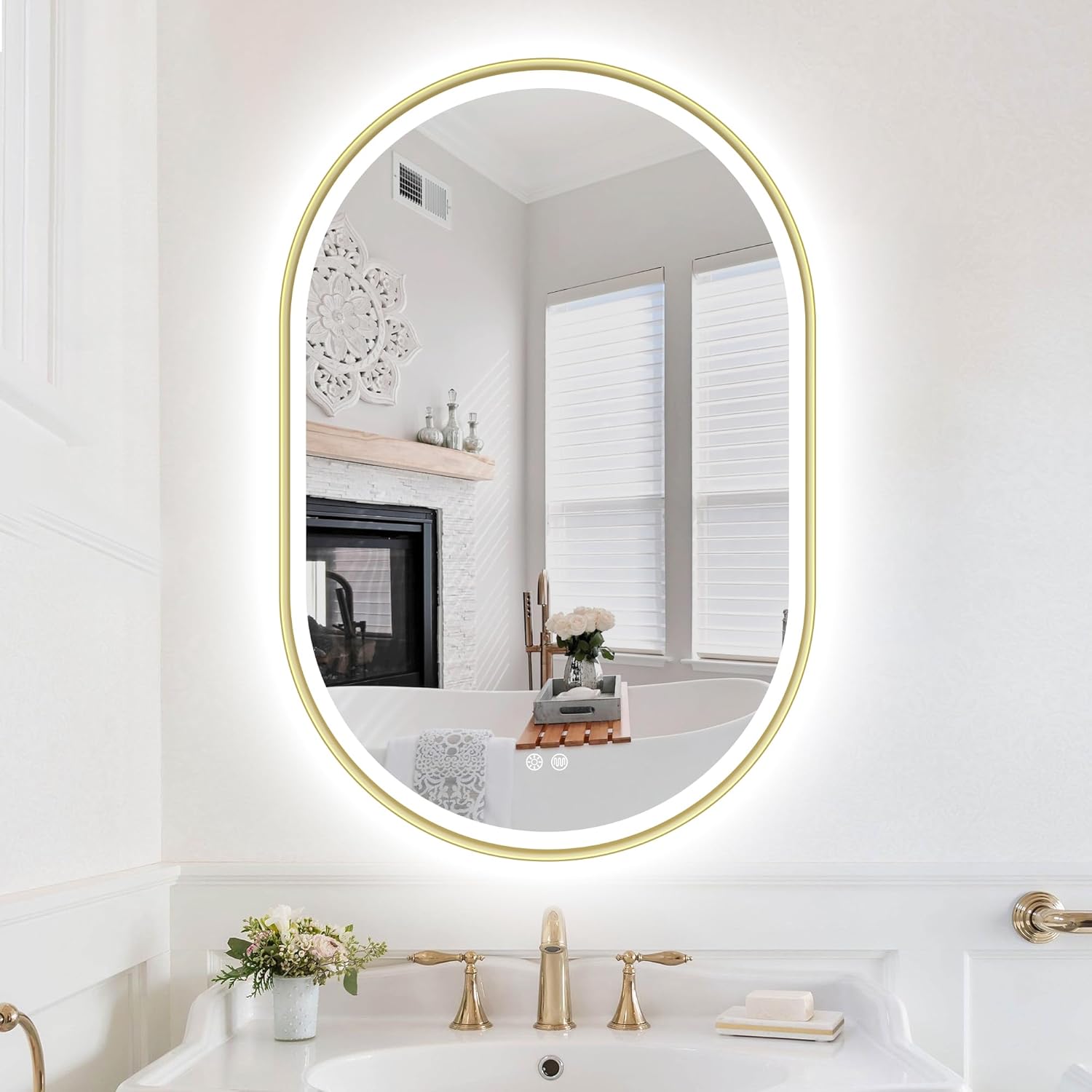 S'bagno Oval Bathroom Mirror with LED Lights 60x90cm, Illuminated LED ...
