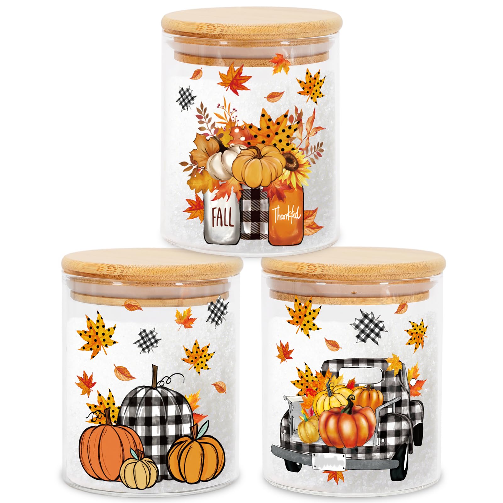 Amazon.com: JarThenaAMCS 3Pcs Fall Glass Storage Jars with Airtight ...