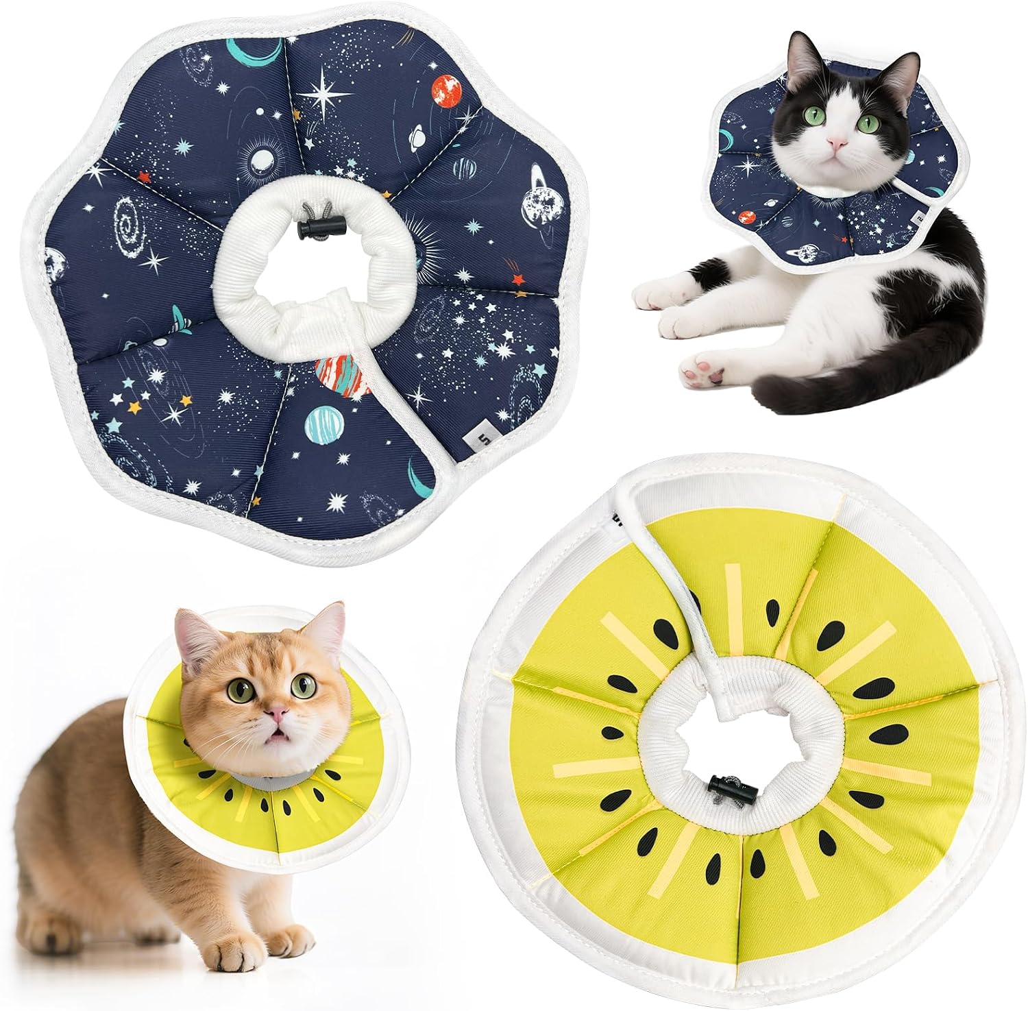 Cat Cones to Stop Licking Soft - 2 PCS Cat Cone Collar Dog Donut Collar ...