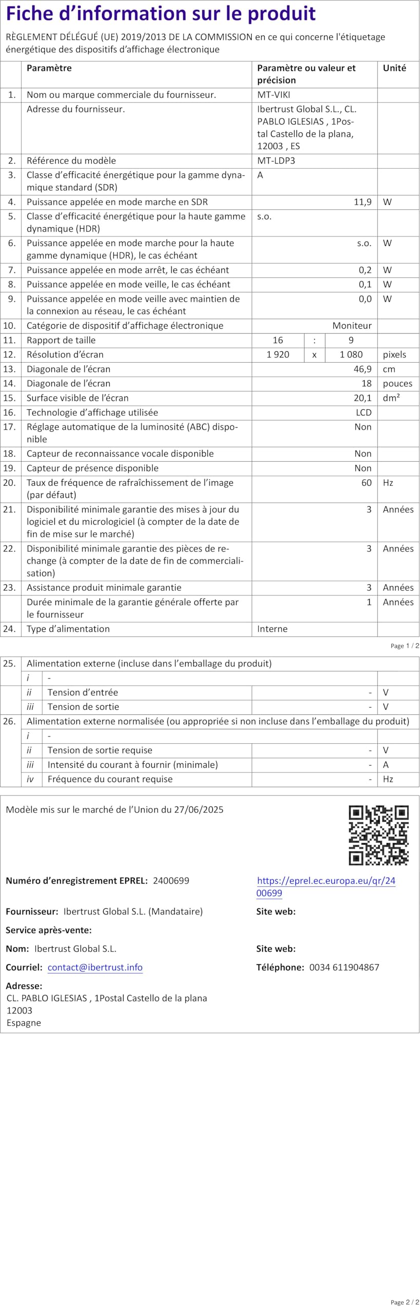 MT-VIKI 18'' Portable Monitor : Amazon.fr: Autres