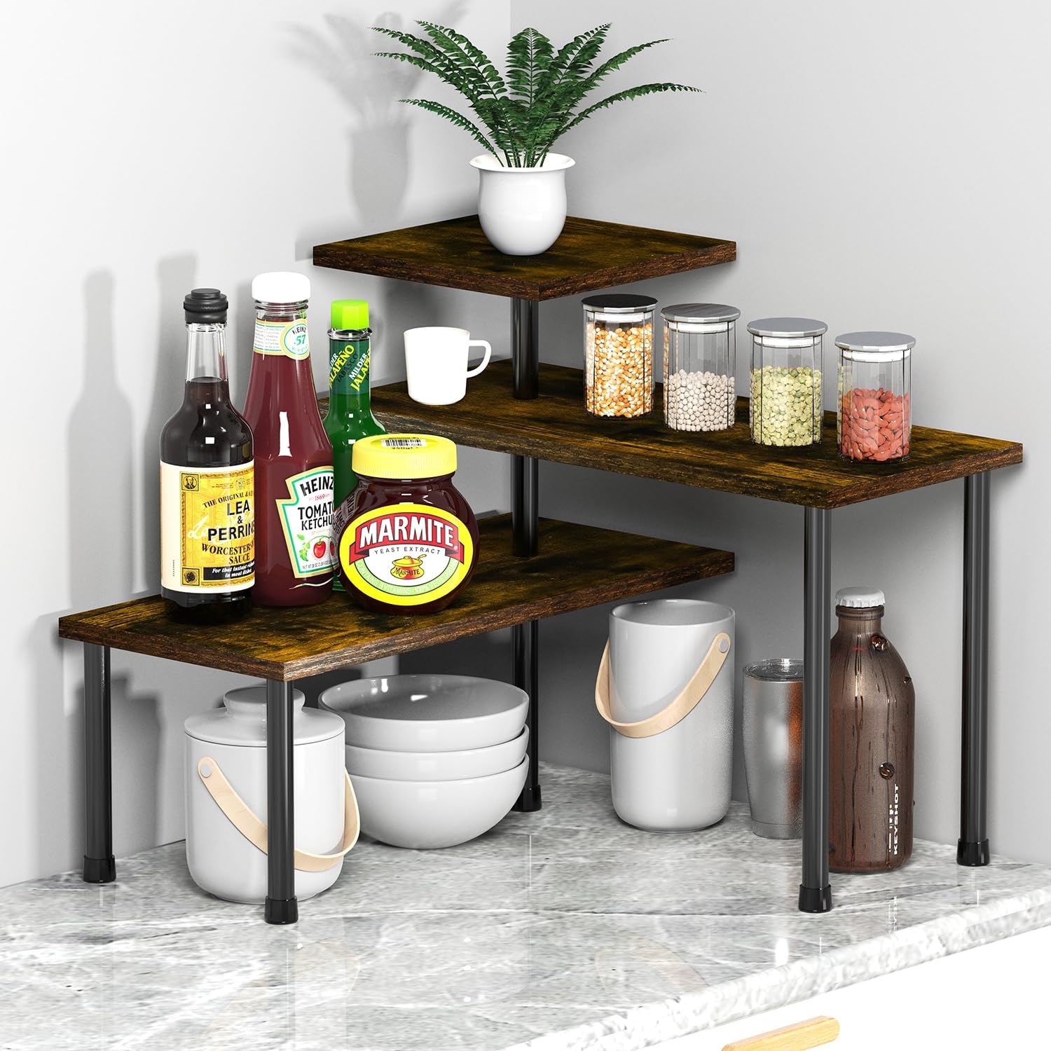 Amazon.com: ivamos Countertop Organizer and Storage, Kitchen Corner ...