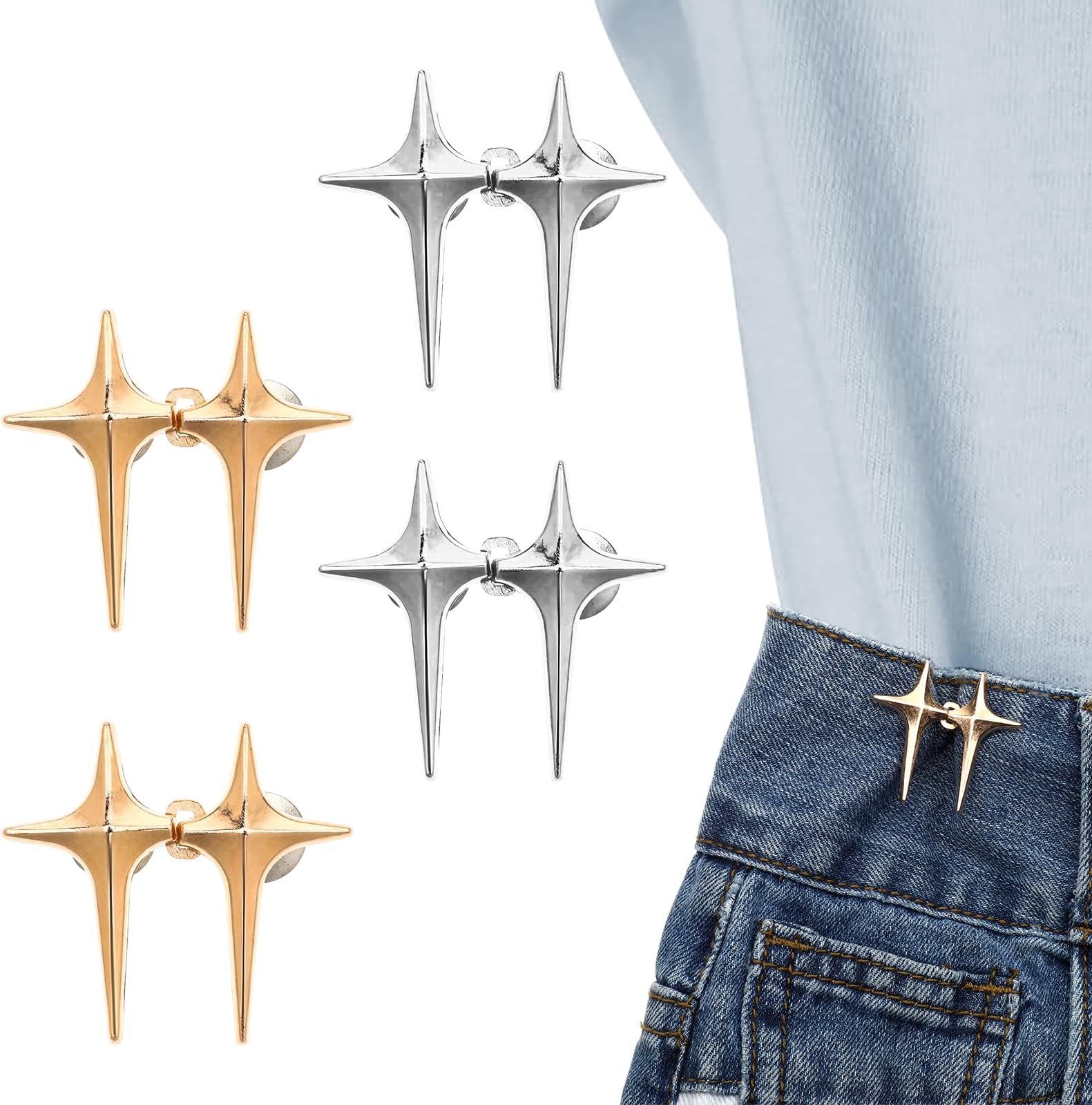 Amazon.com: Jeans Button, 8 Sets Adjustable Star Button for Jeans ...