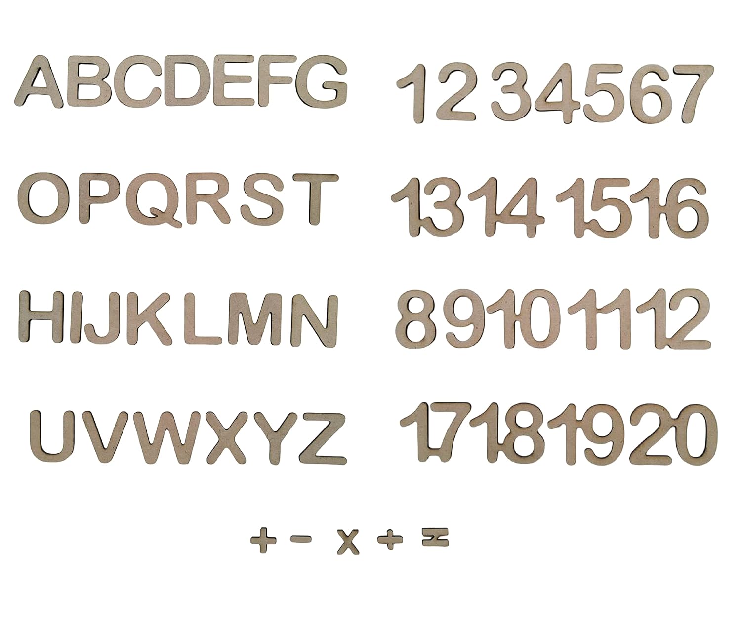 Wooden English Alphabet & Numbers Pack of 51 - Beige : Amazon.in: Home ...