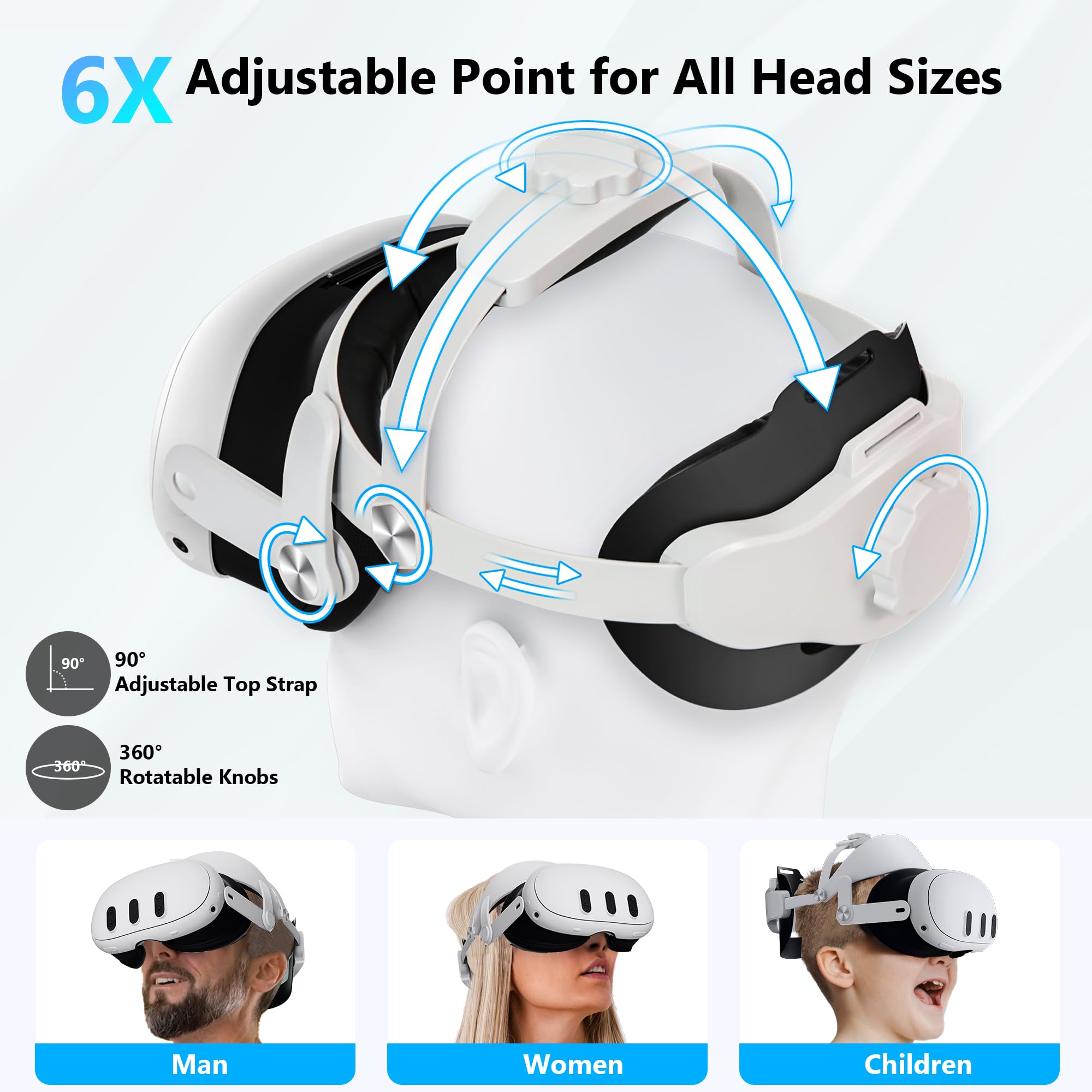 Head Strap for Meta Quest 3, Double Knob Adjustable Head Strap for ...