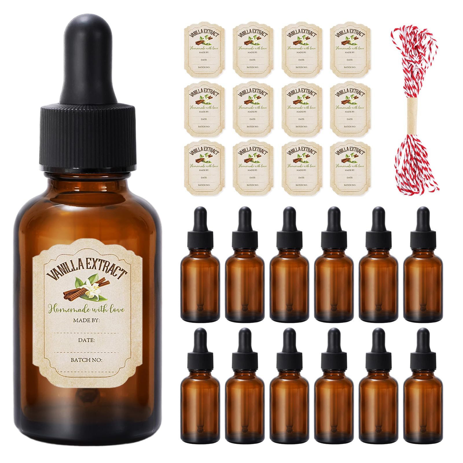 Amazon.com: Whaline 12 Pack Amber Glass Bottle Boston Round Dropper ...