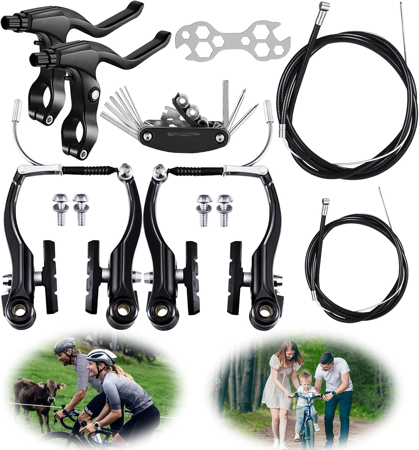 ICOUVA 1 Pairs Bike Brakes,Universal Complete V Bike Brakes Set ...