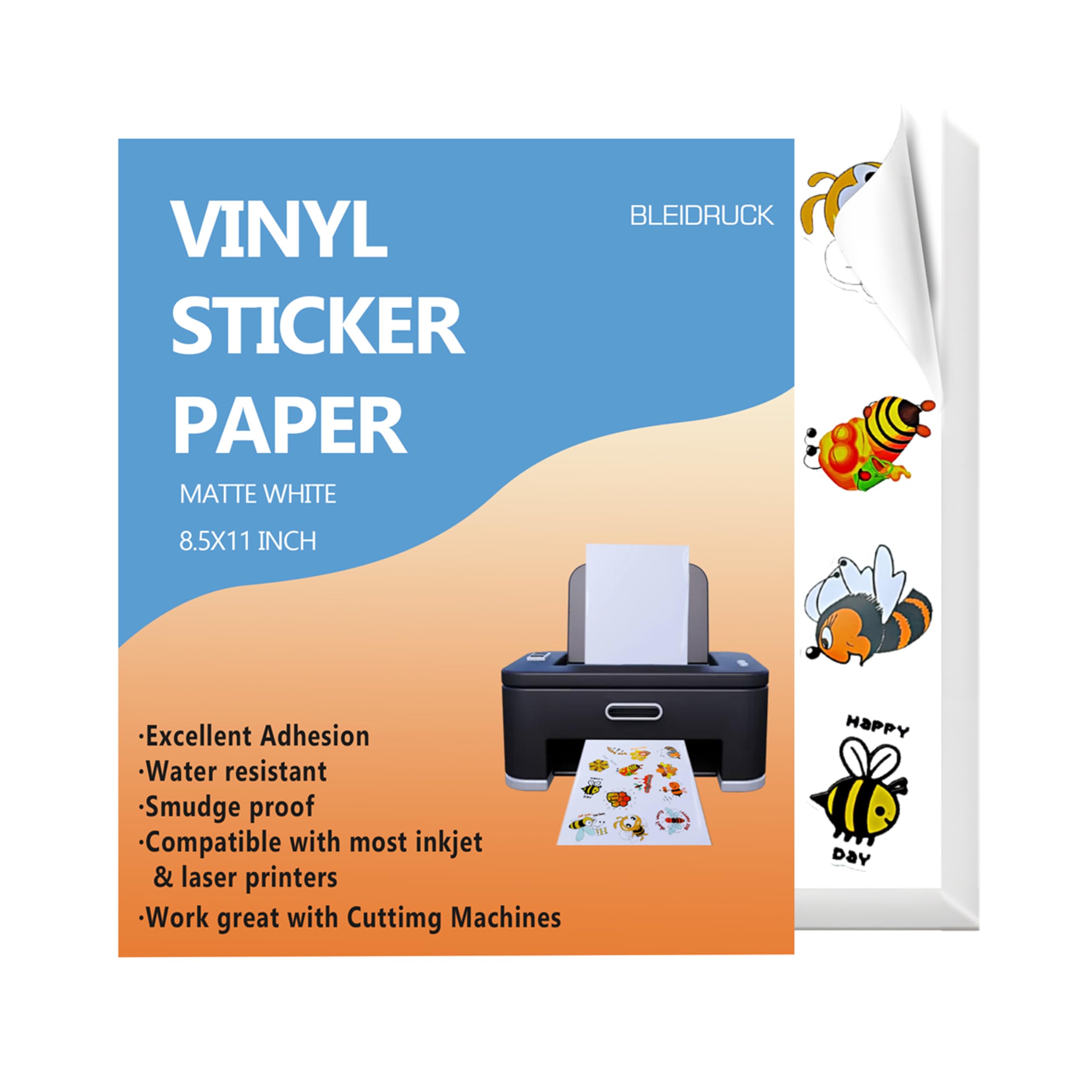 Snapklik.com : Printable Vinyl Sticker Paper 100 Sheets Matte White ...