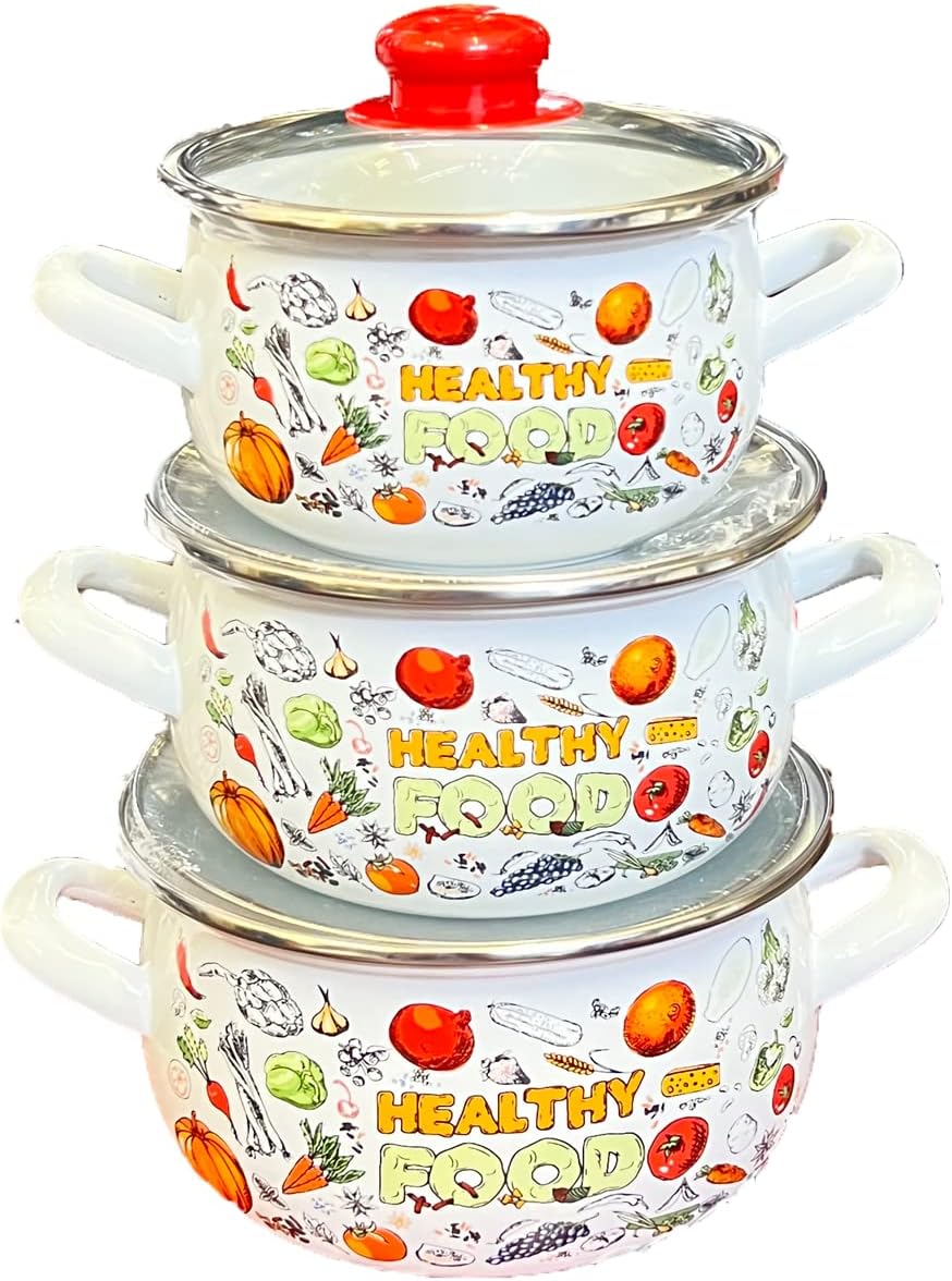 Amazon.com: 6 PC Decorative Enamel Stockpot Set: Home & Kitchen
