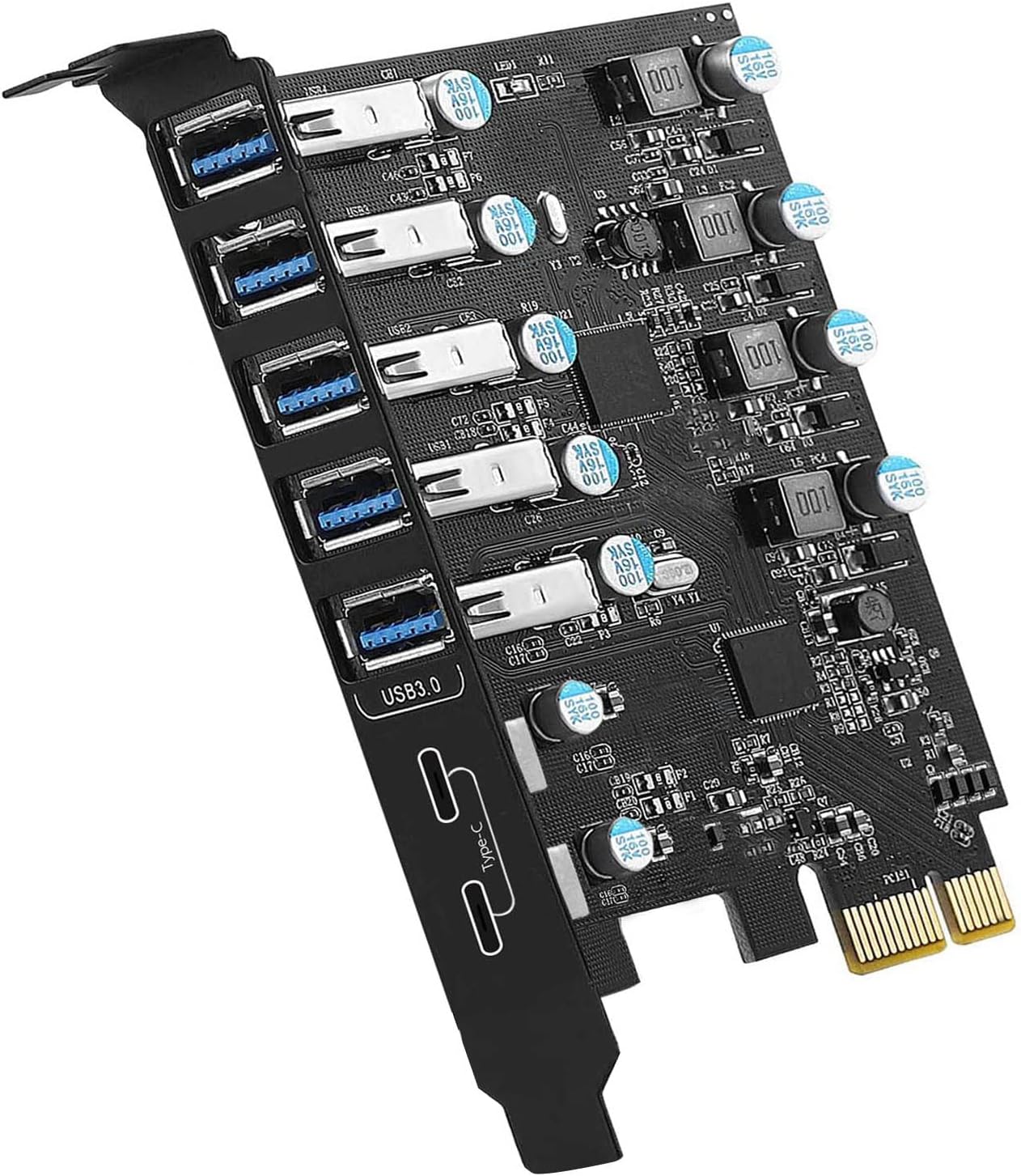 Amazon.com: 7-Ports USB PCIe Card Super Speed (5X USB 3.0 A,2X USB-C ...