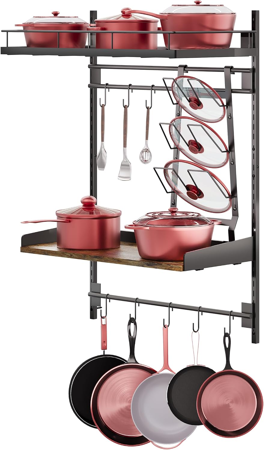 Amazon.com: LUMAMU Hanging Pot Rack,Wall Mounted Pot and Pan Organizer ...
