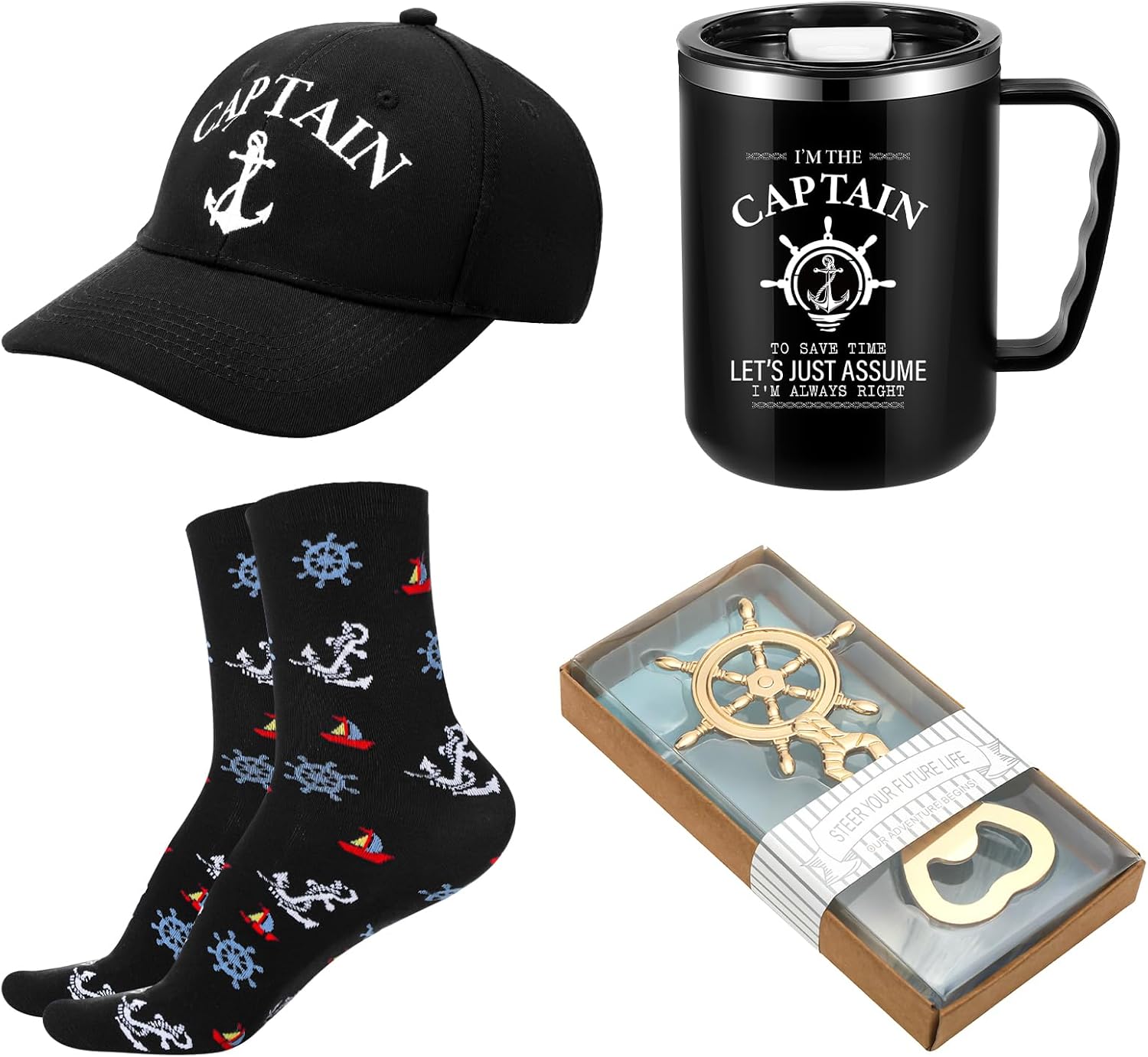 Amazon.com | Didaey 4 Pcs Boating Gifts for Men Boat Captain Cap ...