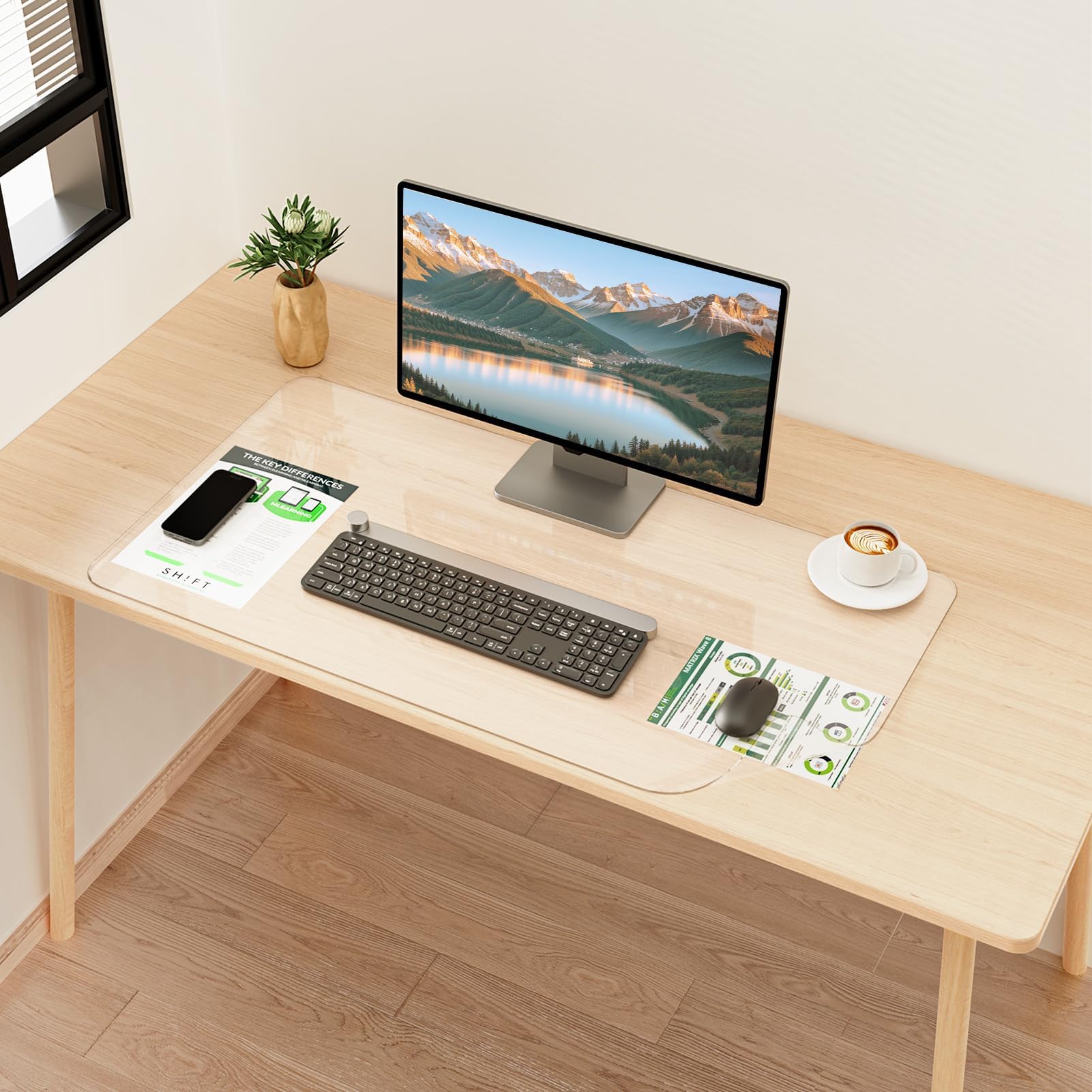 Amazon.com : NATRKE Clear Desk Mat Pad, 35.4"x15.7" Large Transparent ...
