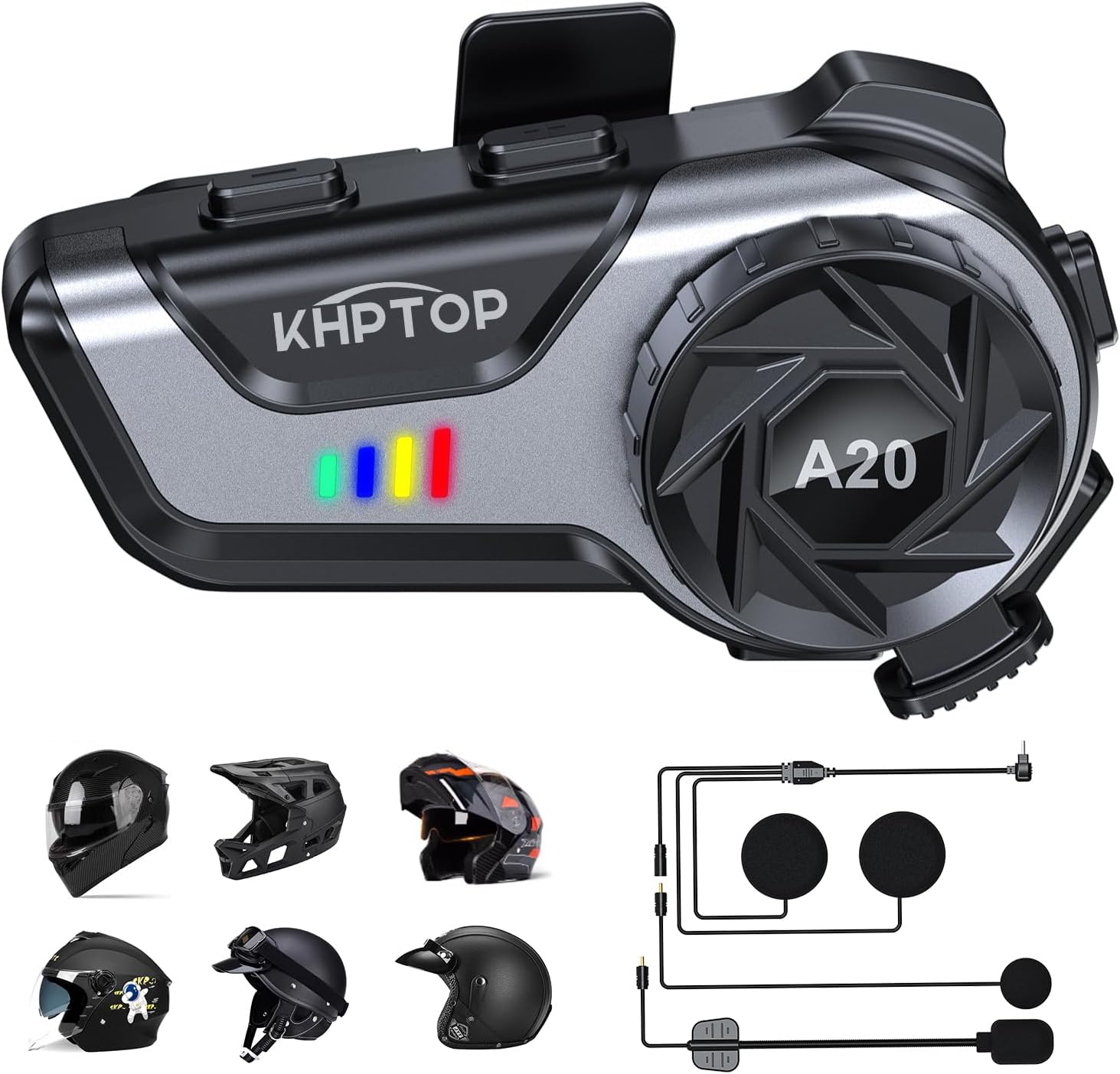 Amazon.com: Khptop Motorcycle Helmet Speakers Helmet Bluetooth Headset ...