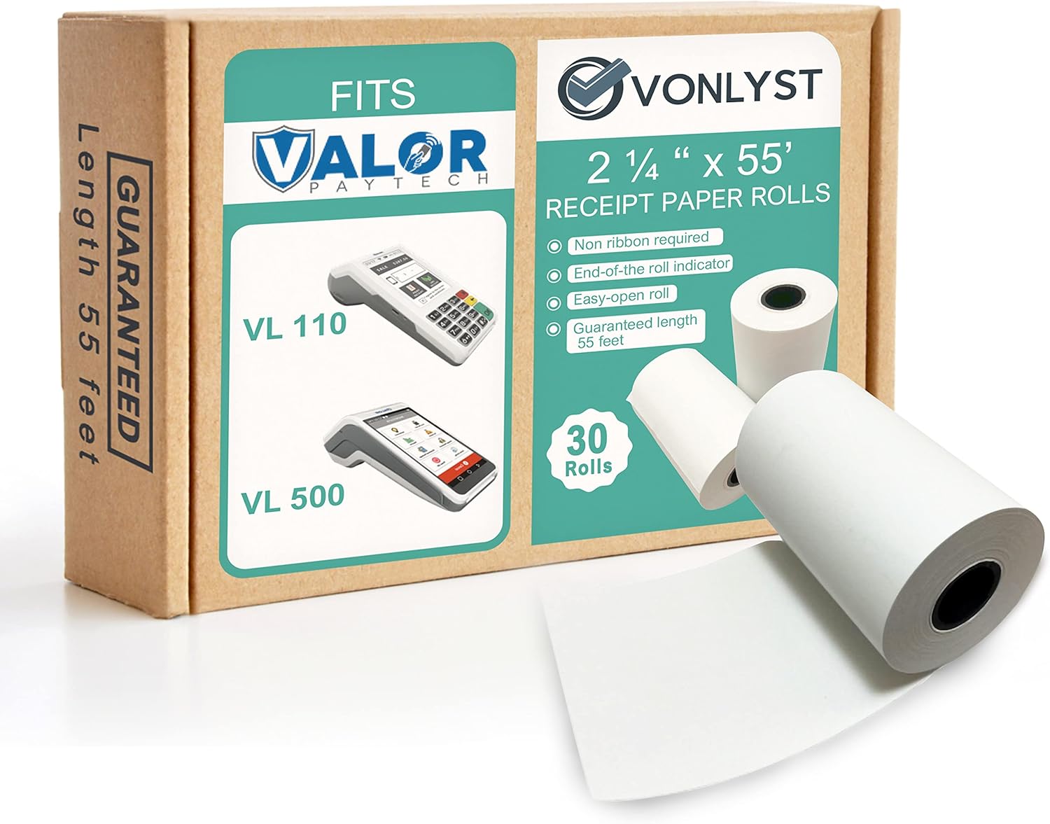 Amazon.com : Vonlyst Receipt Paper Roll for Valor Paytech VL 110 and VL ...