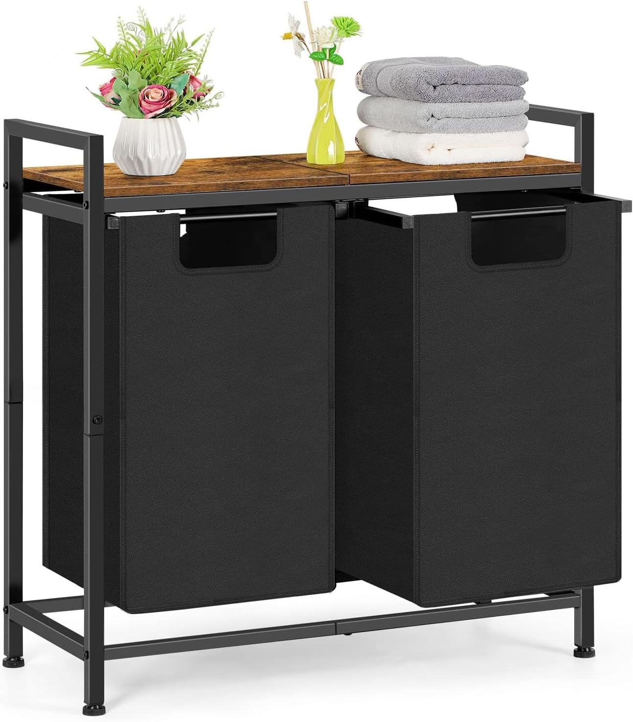 Cesto de Ropa Sucia con 3 Secciones y 2 Cajones, Organizador de Ropa de ...