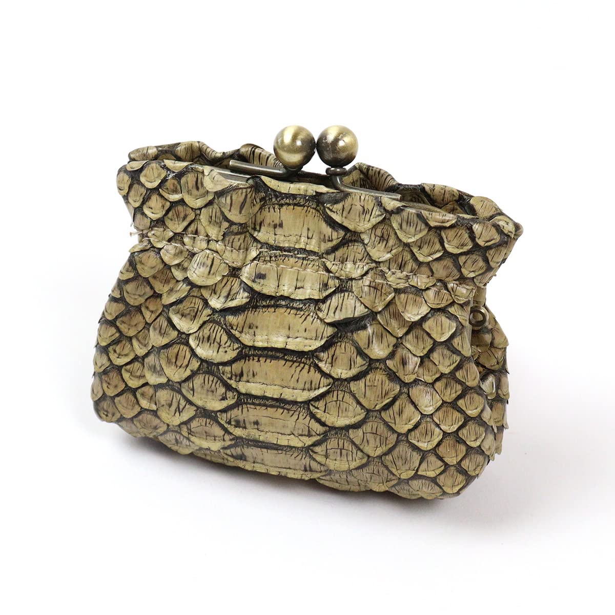 Amazon | VIA DOAN(ヴィアドアン) Antique python(アンティークパイソン) がま口小銭入れ 蛇革 ダイヤモンドパイソン 日本製 480 (ベージュ(42)) | 財布