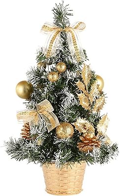 Mrinb Small Christmas Tree with Lights,Mini Desktop Decoration Tree for ...
