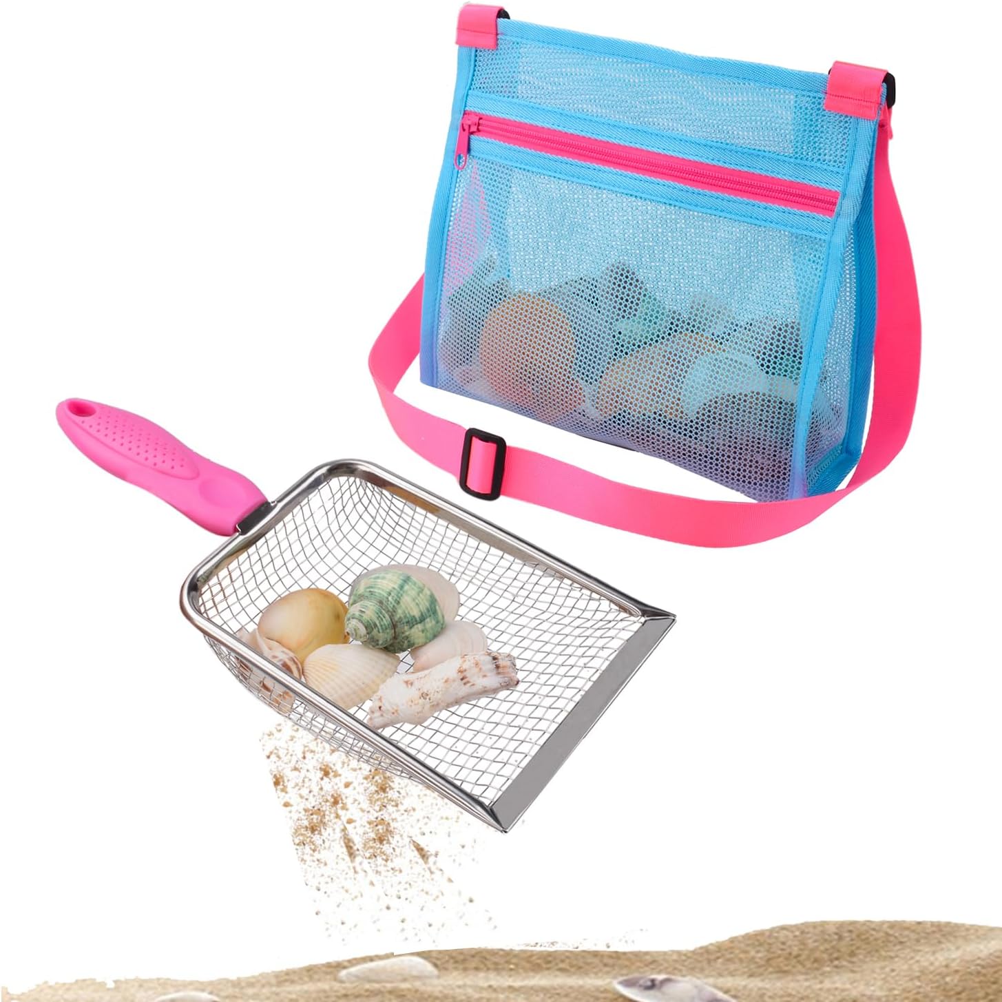 Amazon.com: Vodolo Beach Mesh Shovel with Mesh Beach Bag for Shell ...