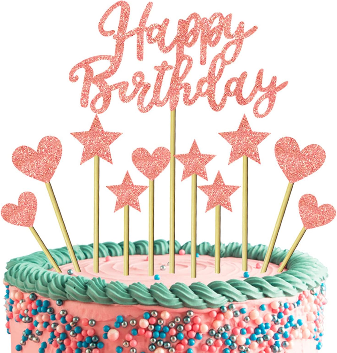 Buy Happy Birthday Cake Topper Kit, with Love and Stars Cake Topper ...