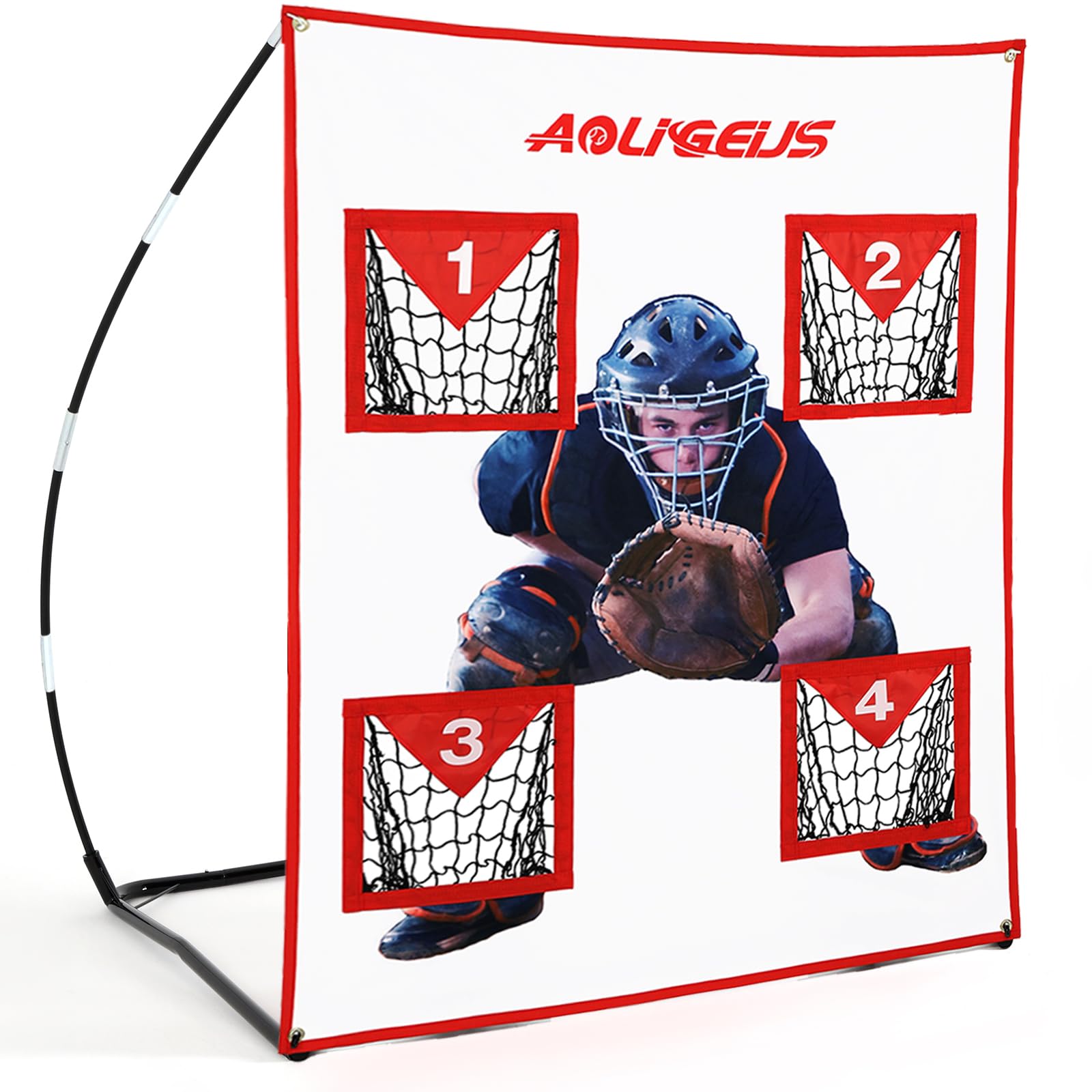 Amazon.com: AOLIGEIJS Baseball & Softball Pitching Net,4 Pocket ...