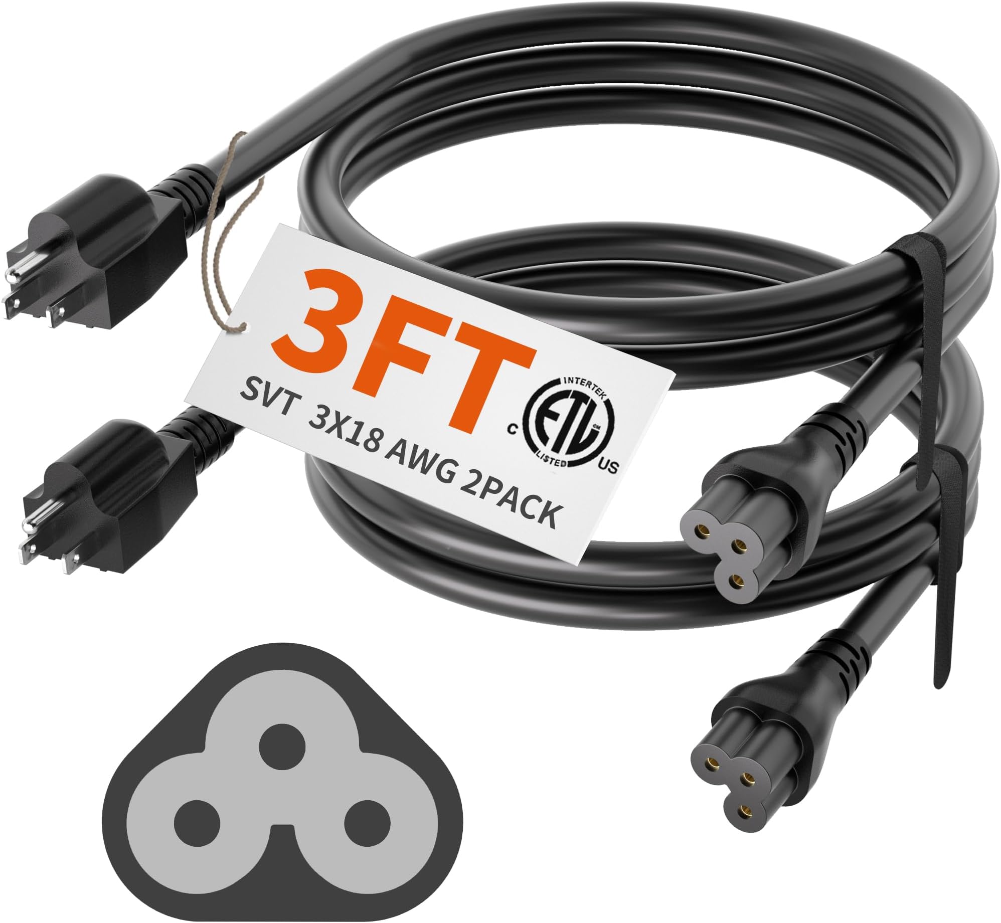 Amazon.com: Monoprice Power Cord - NEMA 5-15P to IEC-320-C5, 18AWG, 7A ...