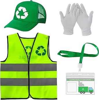 Amazon.com: 4pcs Garbage Man Costume Kit Waste Management Recycling ...