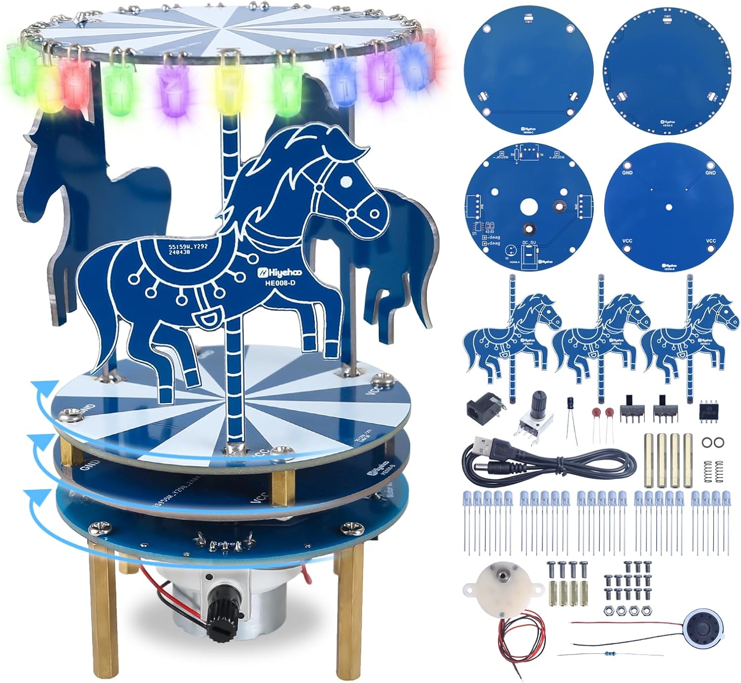 Amazon.com: MIOYOOW DIY Carousel Music Box Soldering Kit, RGB LED Merry ...