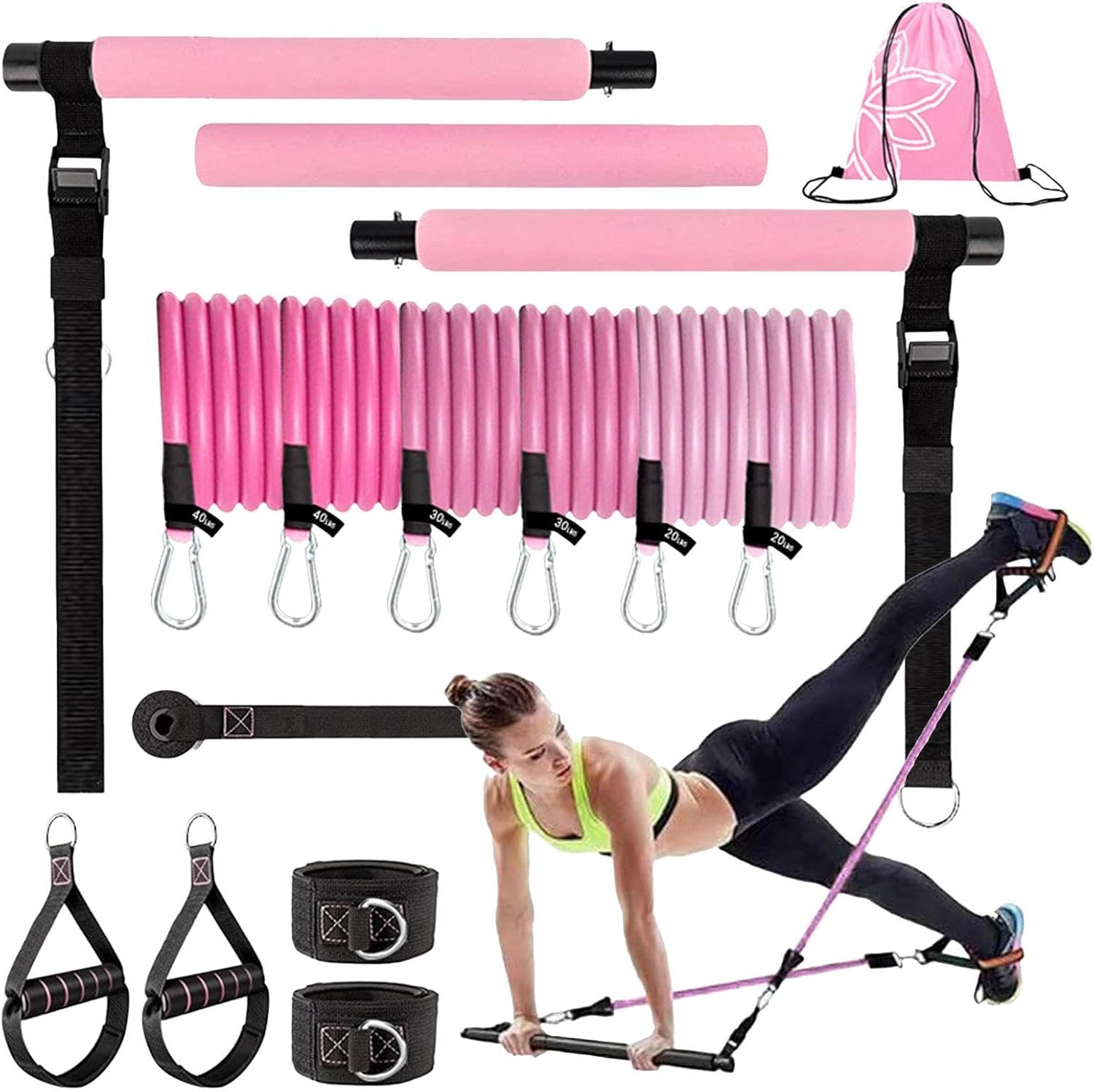 Amazon.com: Pilates Bar Set, Fitness Equipment for Women, Pilates ...