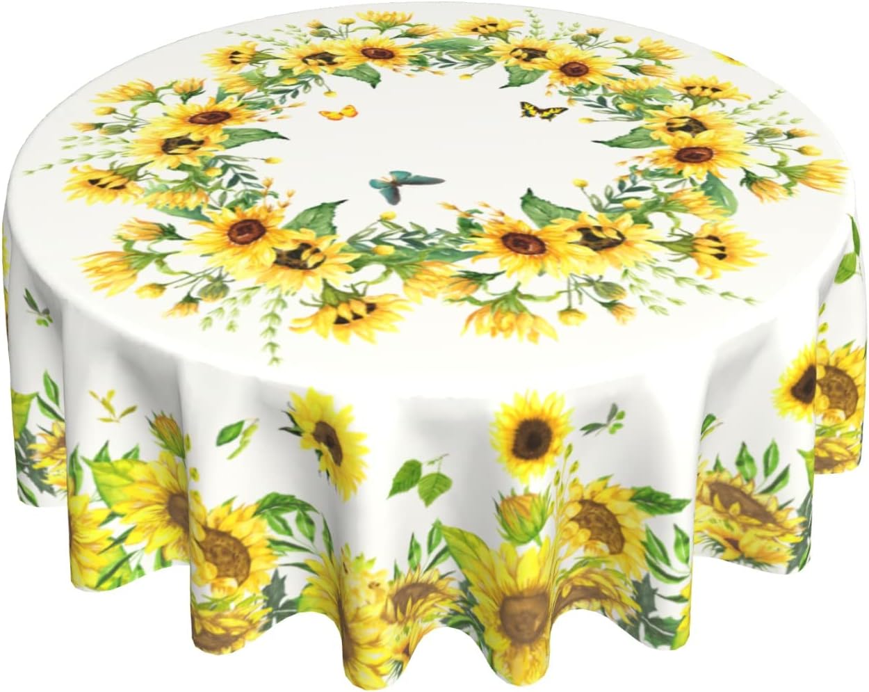 Amazon.com: aportt Sunflower Tablecloth Round Summer Yellow Farmhouse ...