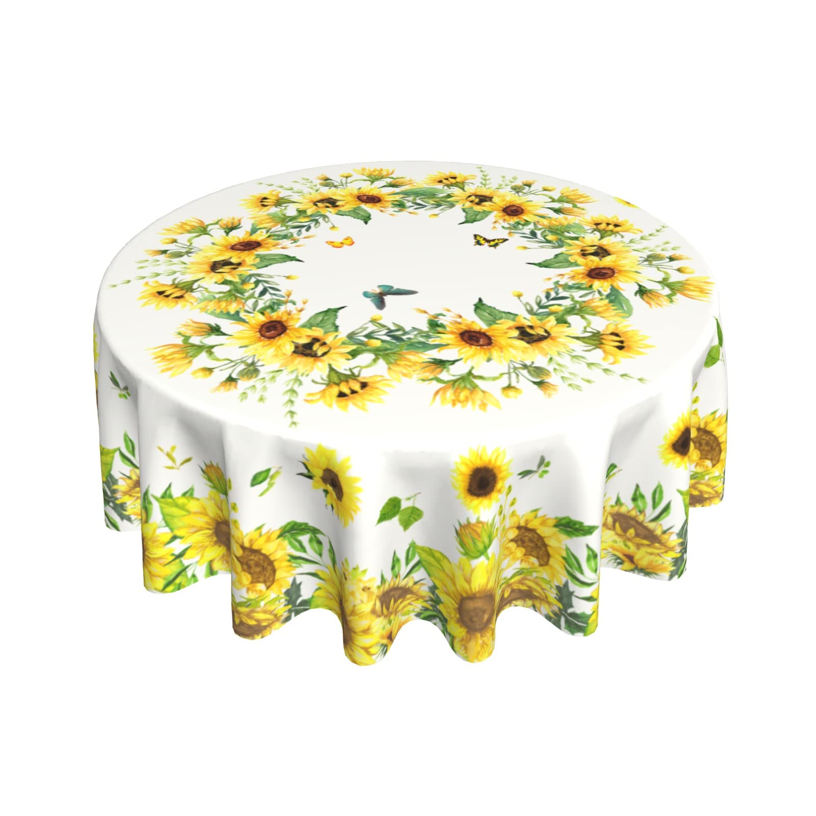 Amazon.com: Sunflower Tablecloth Round Summer Yellow Farmhouse Floral ...