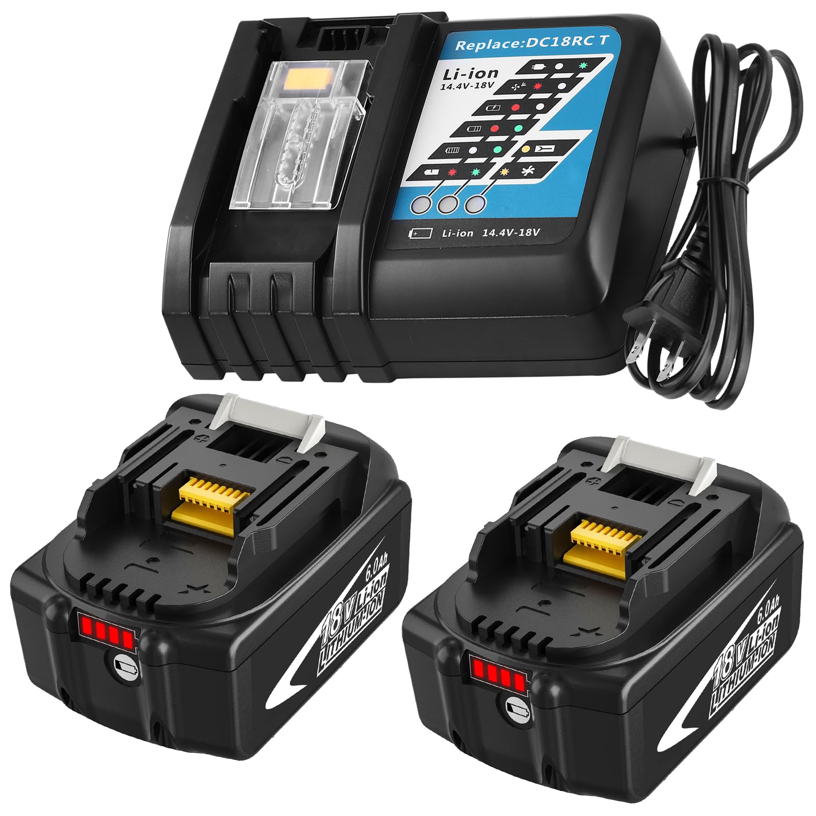 Snapklik.com : 2-Pack 6.0Ah BL1860B Battery And DC18RC Charger ...