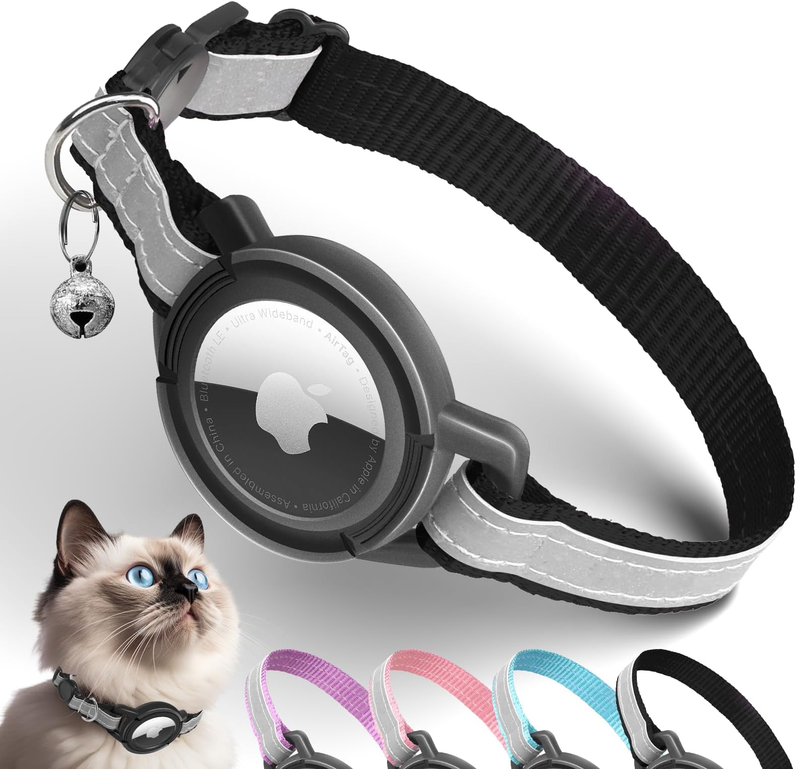 Amazon.com : Airtag Cat Collar with Bell - Non Breakaway Soft Pet ...