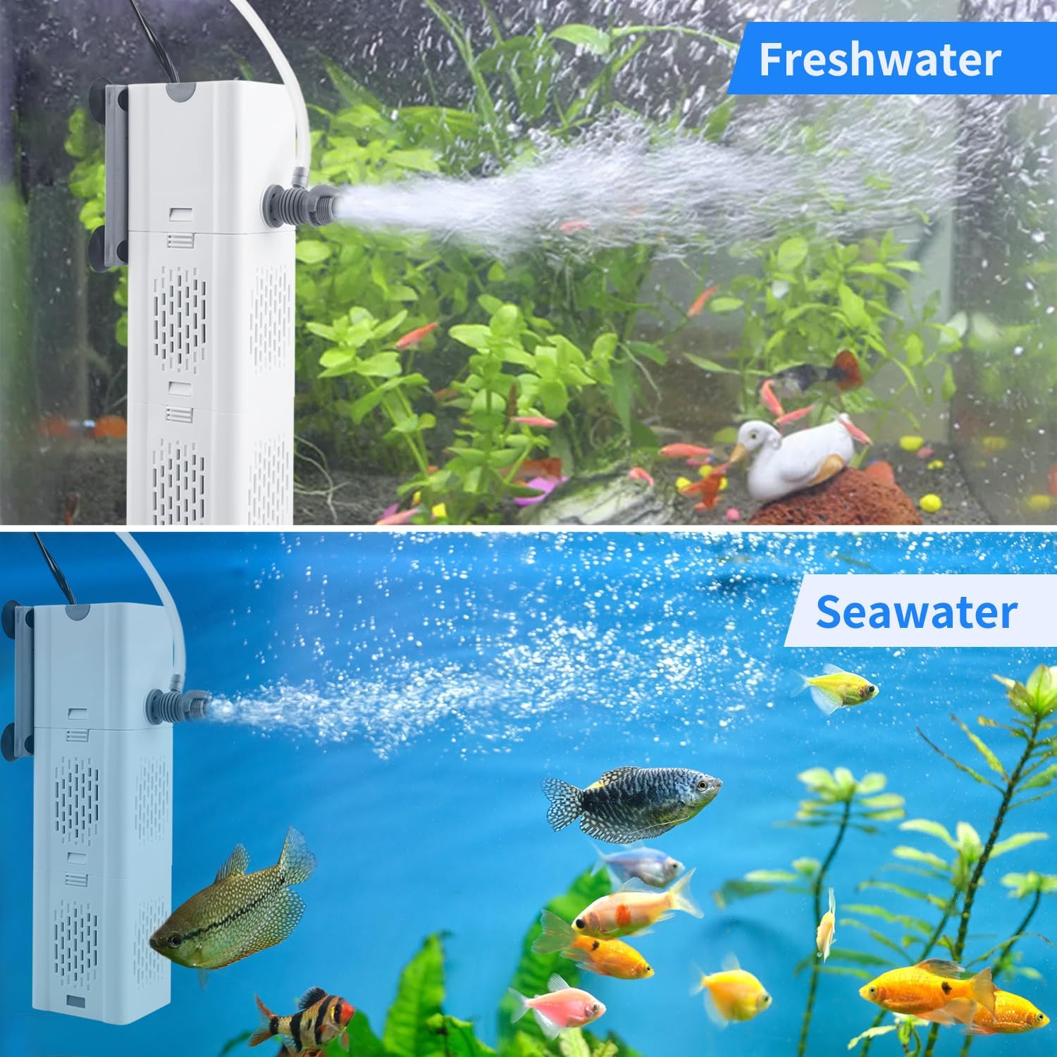 DONWELL Filtro de acuario de 20 a 50 galones, 4 en 1 15 W 270 GPH ...