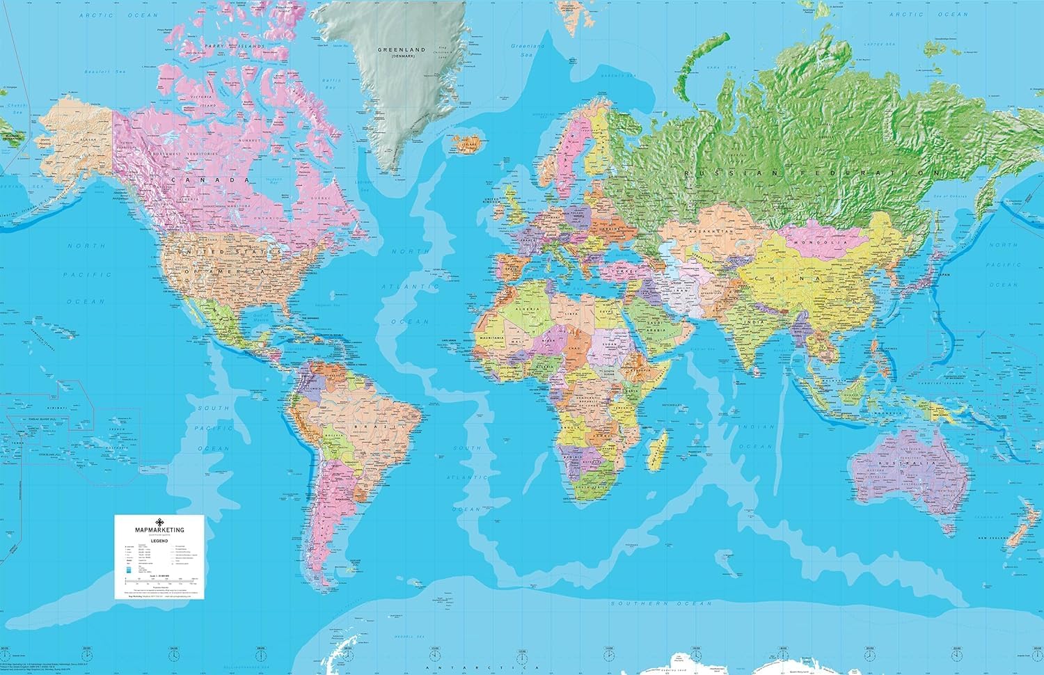 Maps International - Giant World Map - Full Lamination - Size: 120 x ...