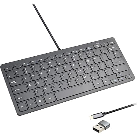 Powboro USB C Mini Keyboard Compact Small Slim Wired Keyboard USB-C ...