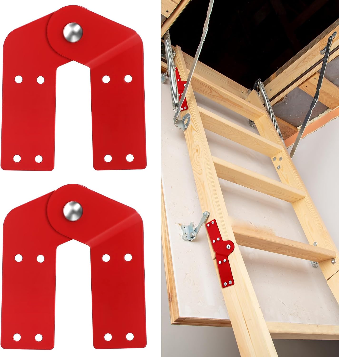 Tandefio 2 Pcs Attic Ladder Hinge Herringbone Ladder Tie Rod with Anti ...