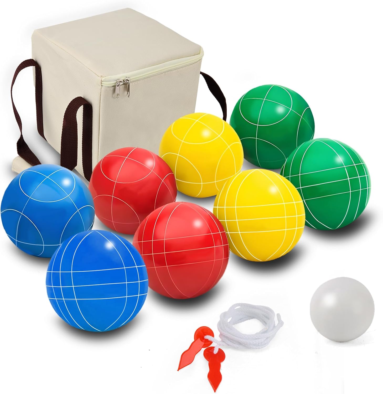 Amazon.com: HOOTO Bocce Ball Set, 100mm Bocce Ball Game Set Include 8 ...