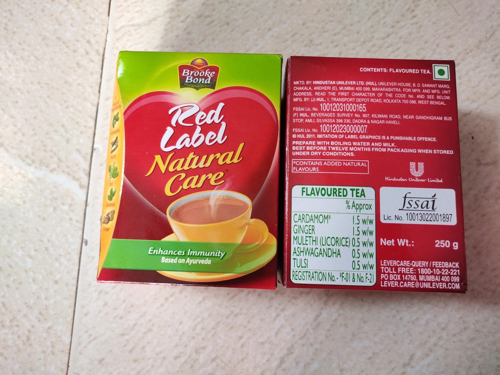 Red Label Natural Care Tea, Chai Made With 5 Ayurvedic Herbs, 250 g ...