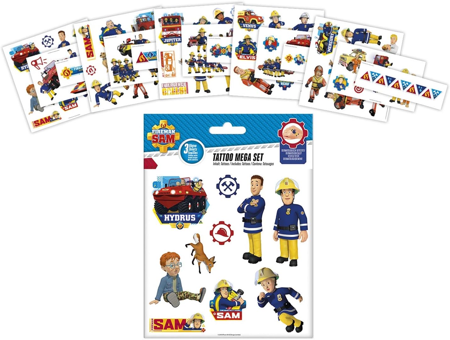 CRAZE Tattoos Fireman SAM Tattoo Mega Set Adhesive Tattoos for Children ...