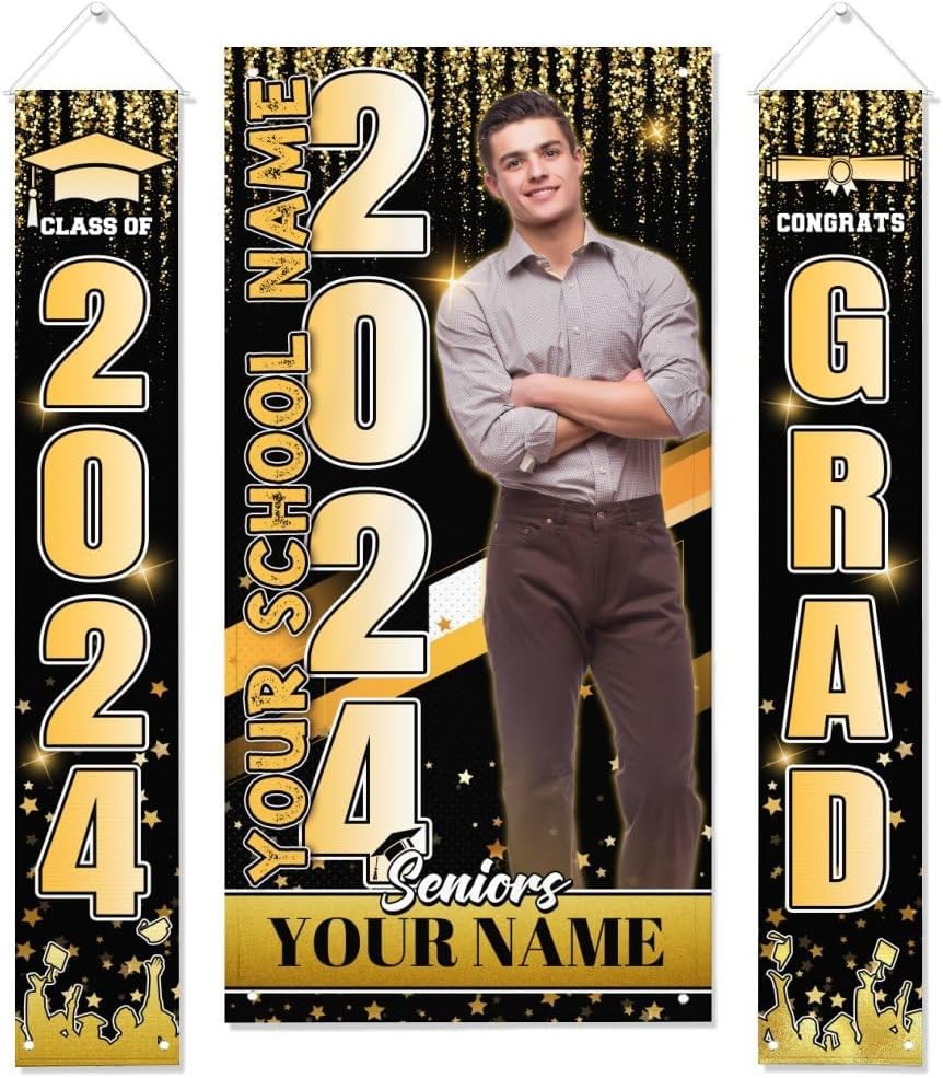 Amazon.com: Personalized Congrats Graduation Banner Sets - Custom ...
