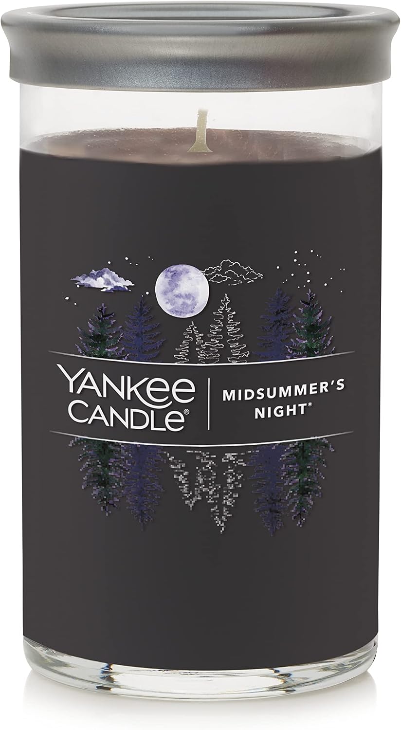 Amazon.com: Yankee Candle MidSummer's Night® Signature Medium Pillar ...
